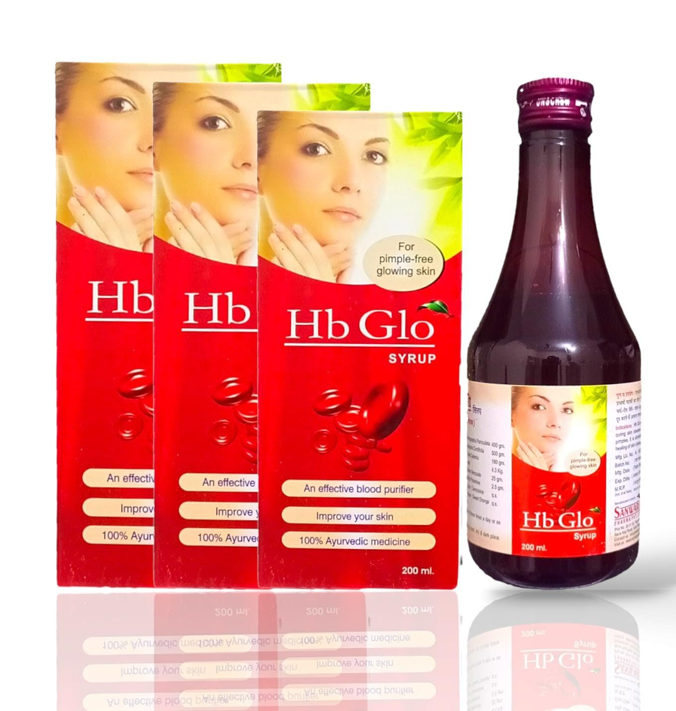 Buy HB GLO Ayurvedic Blood Purifier Syrup For Free Glowing Skin, With ...