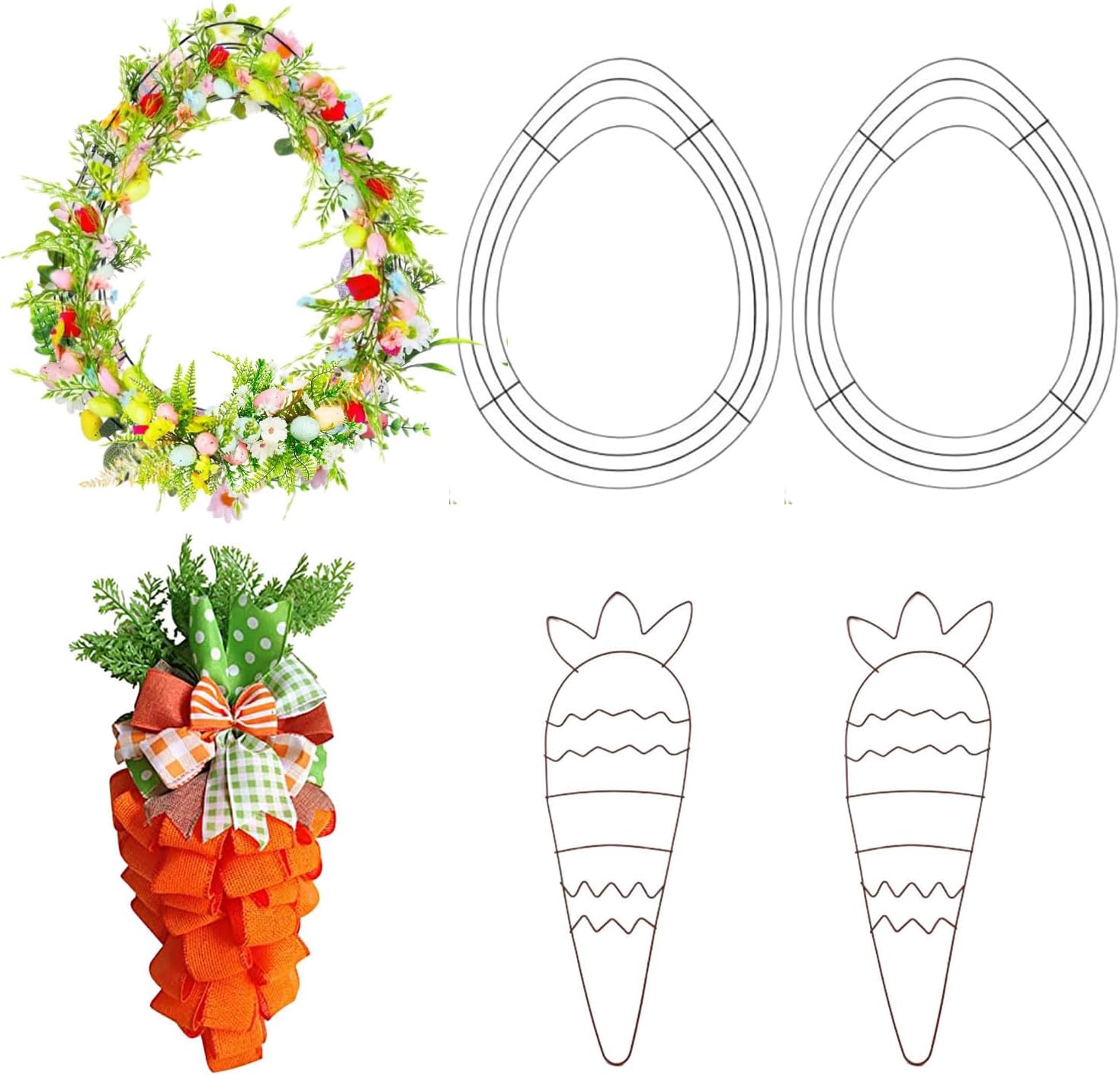 Amazon.com: TDST 1 Count Carrot Shaped Wired Metal Wreath Frames Forms ...