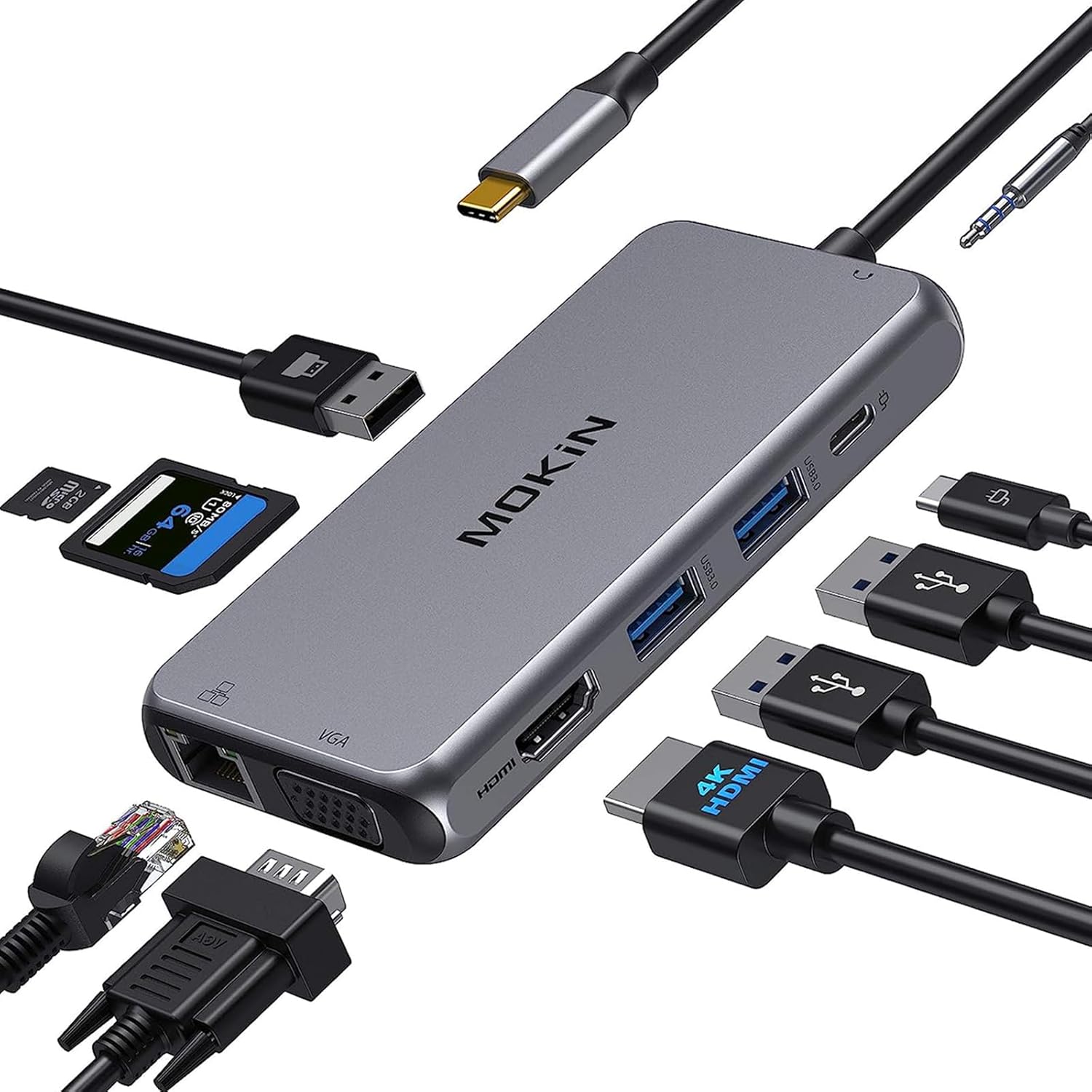 Amazon.com: Adaptador multipuerto USB C tipo C para MacBook Pro/Air ...