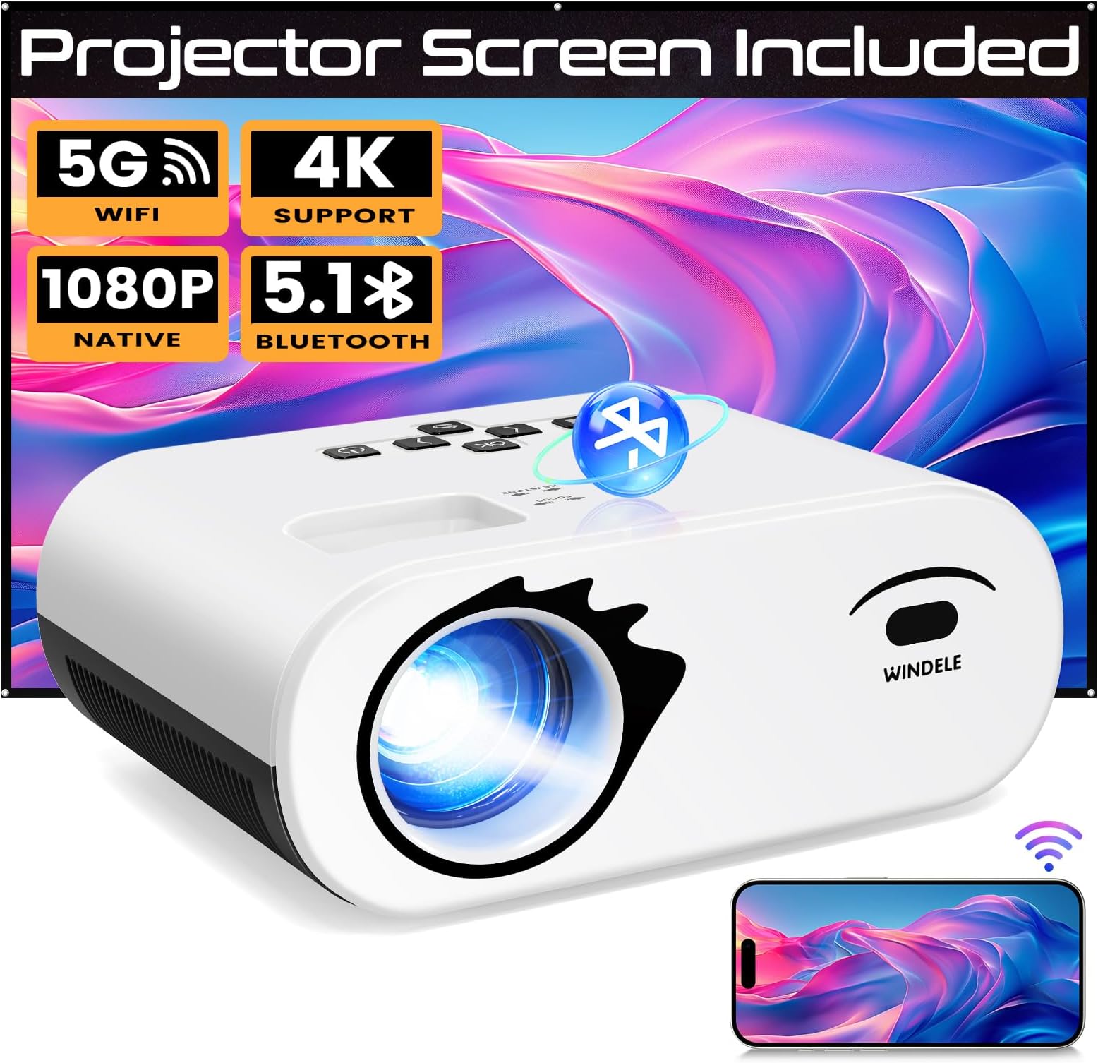 Amazon.com: Windele 2024 Upgraded 5G Wifi Bluetooth Projector, M8 ...