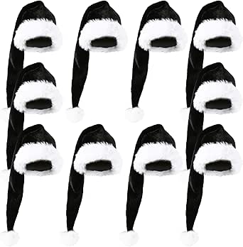 Amazon.com: EBOOT 10 Pcs Black Santa Hat Bulk Adult Christmas 30 Inch ...