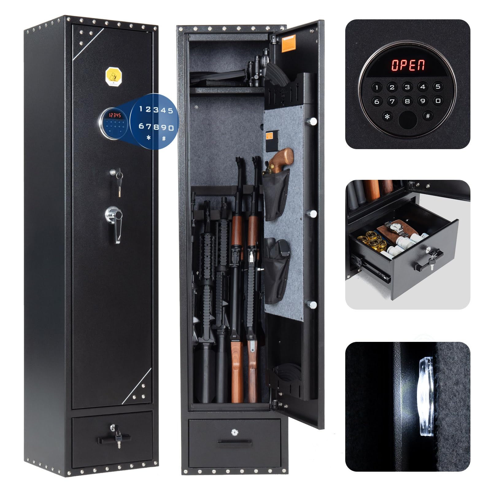Amazon.com: BlackSmith 6 Long Gun Safe for Rifle Pistols Home Rifle ...