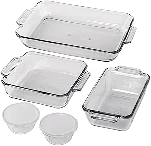 Amazon.com: Glass Baking Dish Set, 7 Piece Glass Bakeware Set: Home ...