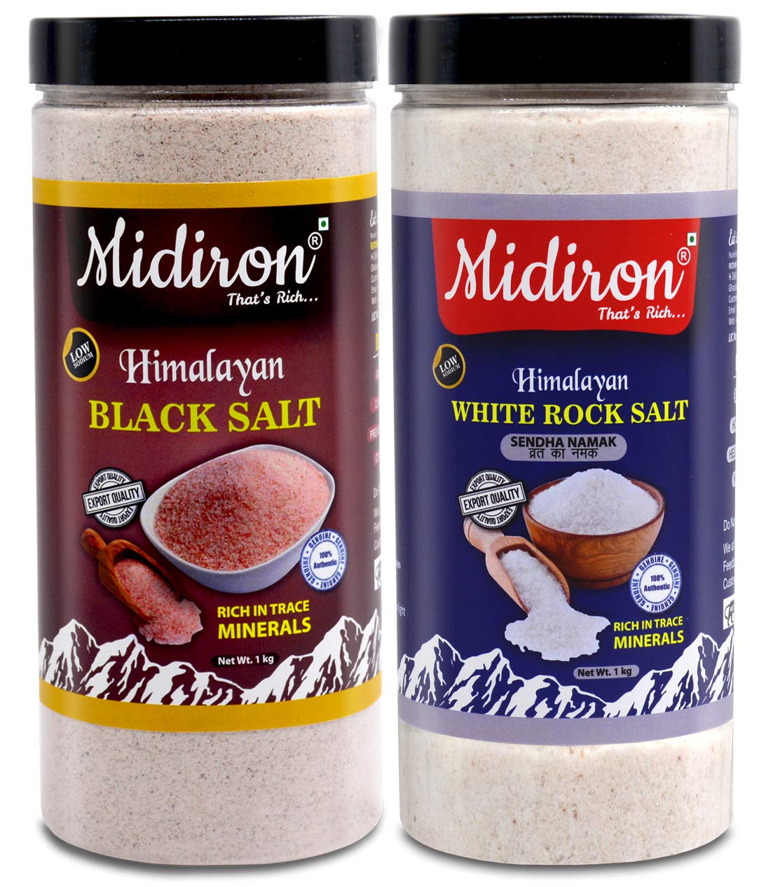 Midiron Himalayan Rock Salt & Black Salt | Sanchar/Sanchal namak ...