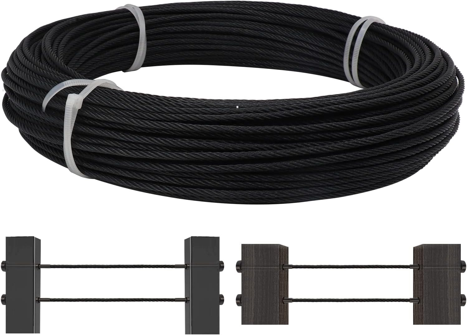 Challcrea Black 1/8" T316 Stainless Steel Cable 200ft, 1/8" Silver ...