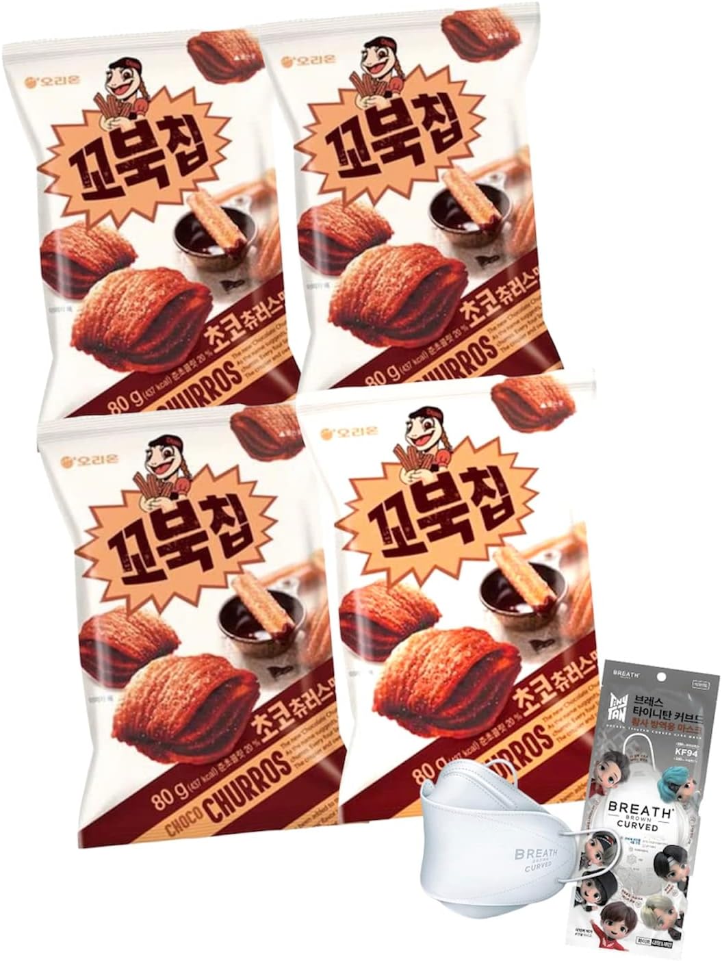 Amazon.co.jp: コブクチップ チョコチュロス味 & きなこ味 80gX4袋 お選び BTSグッズ付 韓国スナック お菓子 (チョコチュロス味) : 食品・飲料・お酒