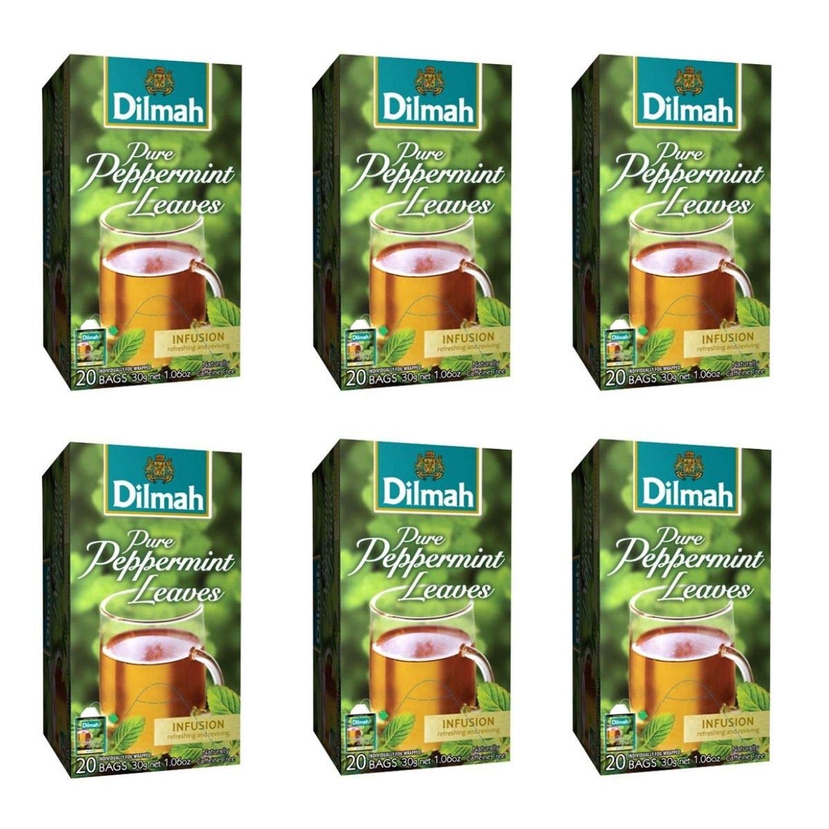 Amazon.com : Dilmah Pure Peppermint Leaves 20 Tea Bags X 6 Pack ...