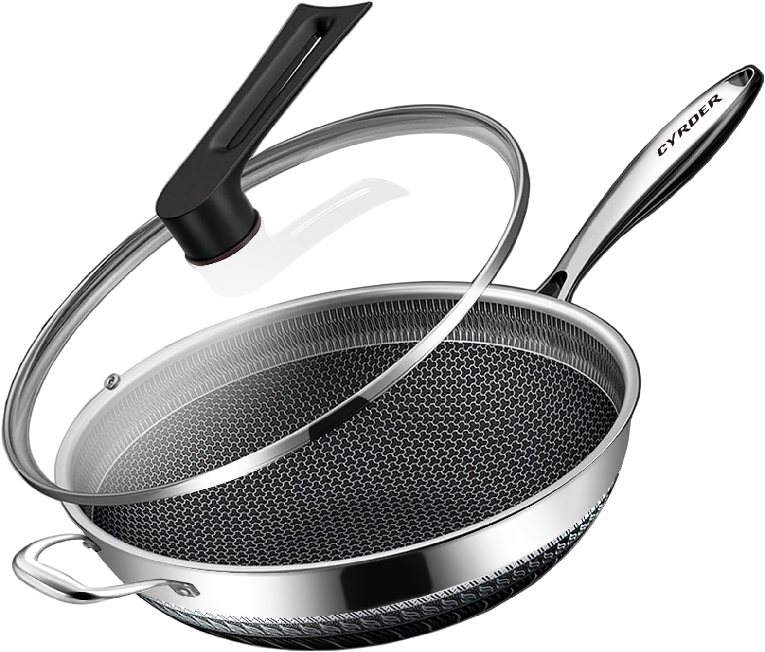 Amazon.com: Cyrder Hybrid 14.5Inch 316 Stainless Steel Pan, PFOA Free ...