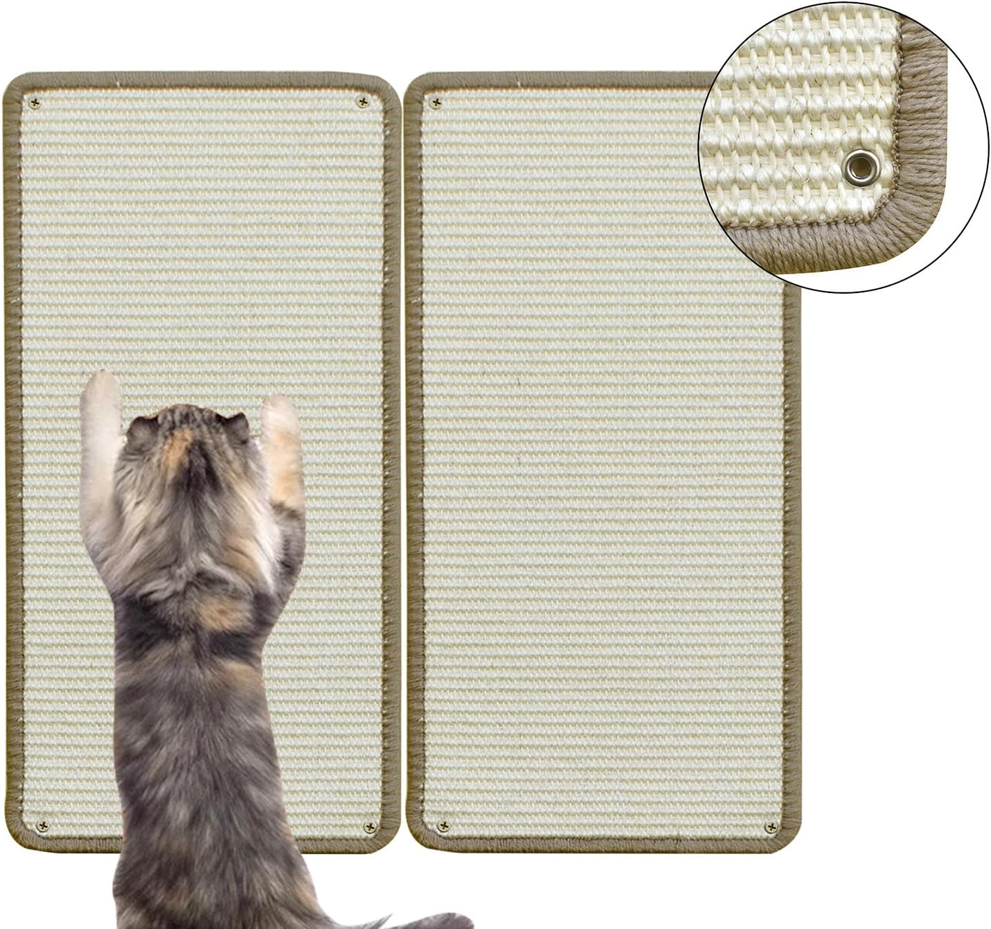 2 PCS 28x56cm Cat Scratcher Mat,Natural Sisal Cat Scratching Rug Wall ...