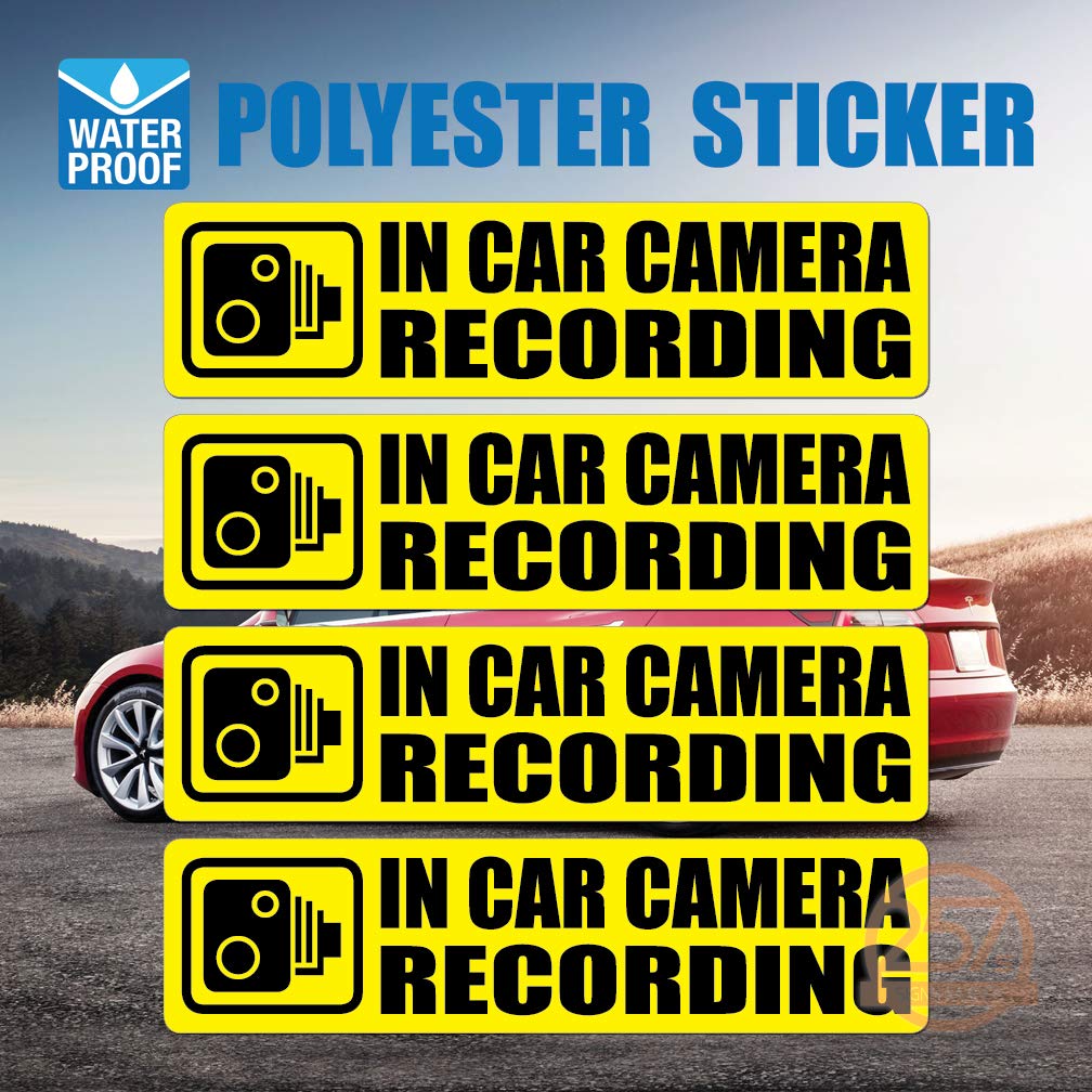 (Pack of 4 pcs) in Car Camera Recording Sticker Dash Cam on Board Video ...