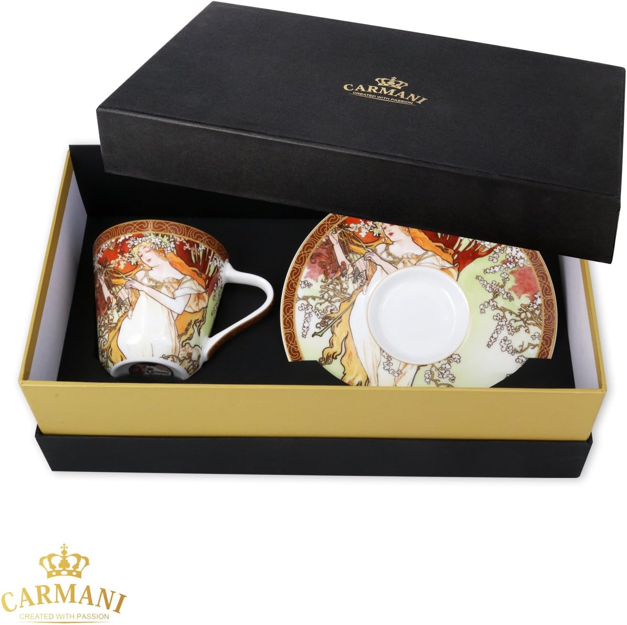 CARMANI – Small Cup with Saucer Decorated with ‘Spring’ by Alphonse ...