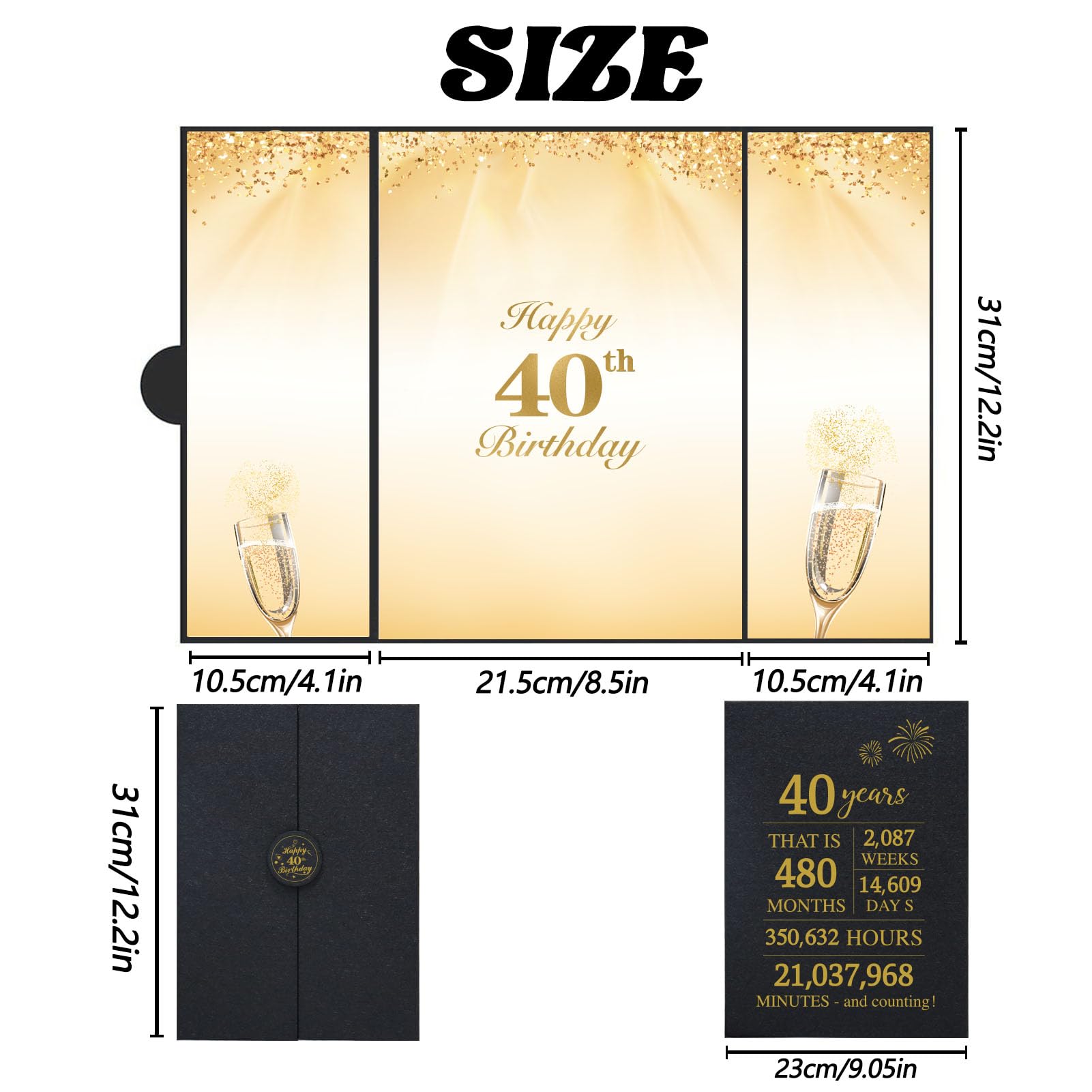 Snapklik.com : 40th Birthday Decorations For Women Men, Black Gold 40th ...