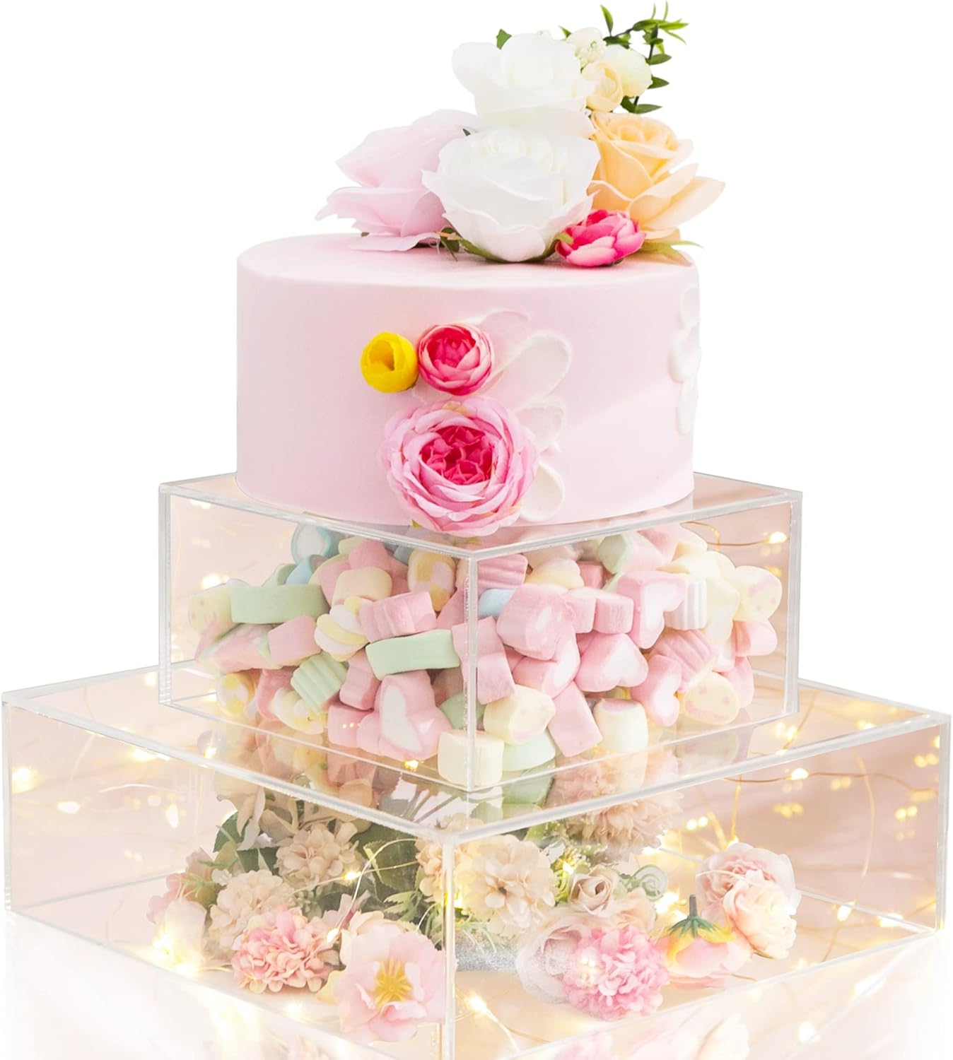 Amazon.com | HeiMma 2 Set Clear Acrylic Cake Stands for Dessert Table ...