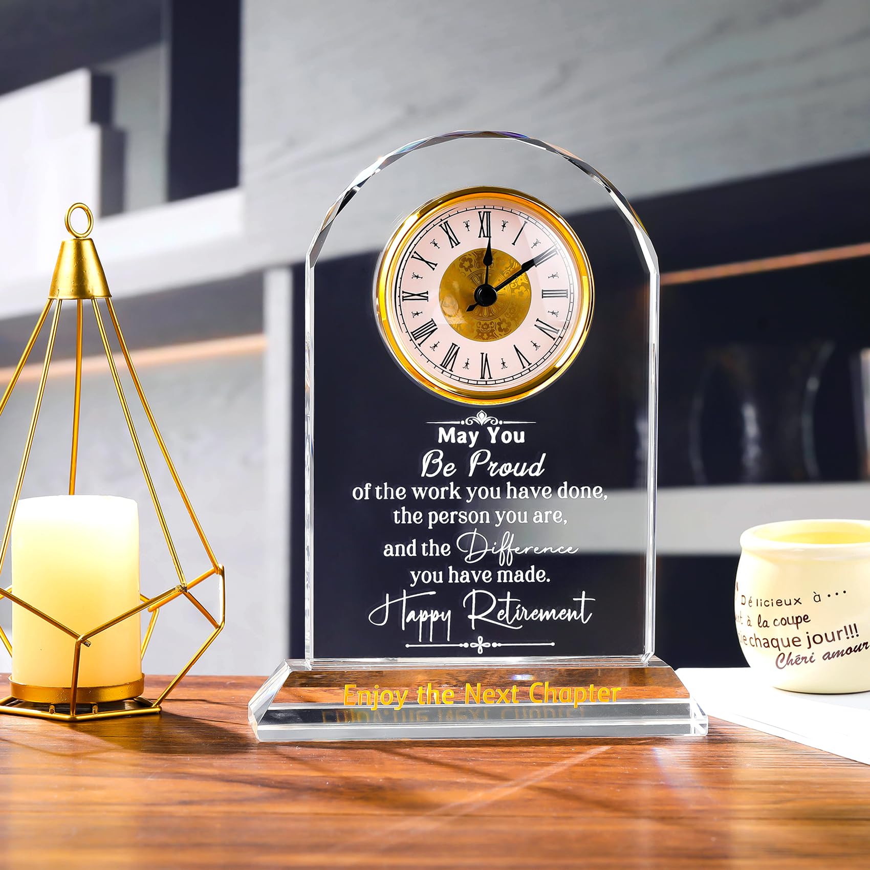 Retirement Gift Clock Laser Engraved Retirement Crystal Clock ...