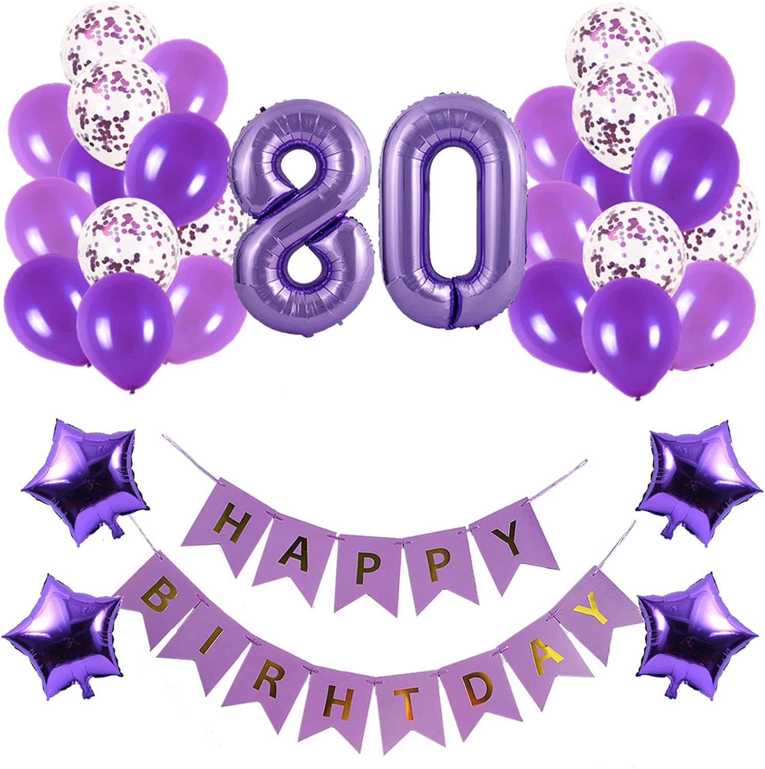 Amazon.com: 80th Birthday Party Decorations Kit Happy Birthday Banner ...