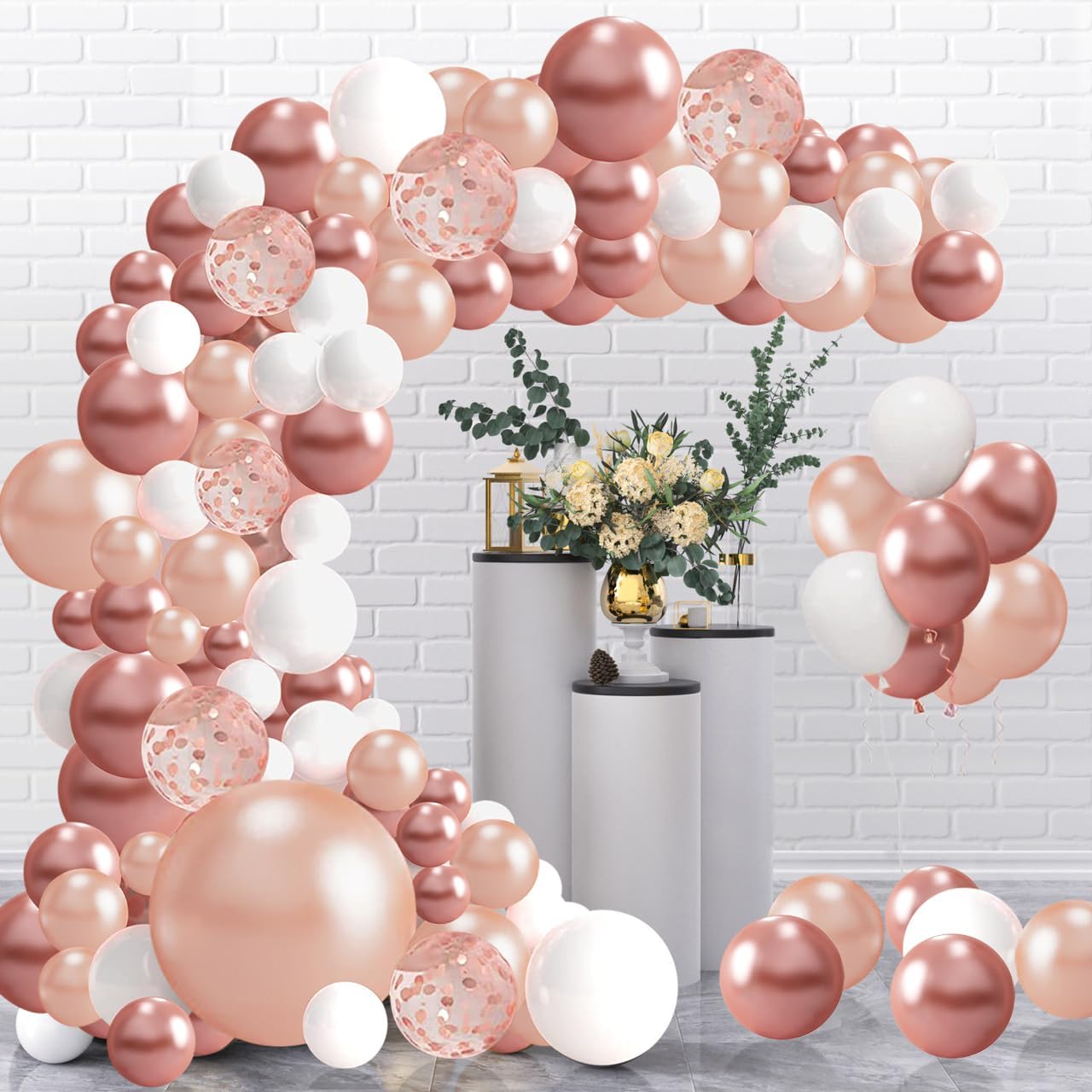Amazon.com: Rose Gold Balloons 135PCS Rose Gold Balloon Arch Kit Rose ...