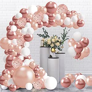 Amazon.com: Rose Gold Balloons 135PCS Rose Gold Balloon Arch Kit Rose ...