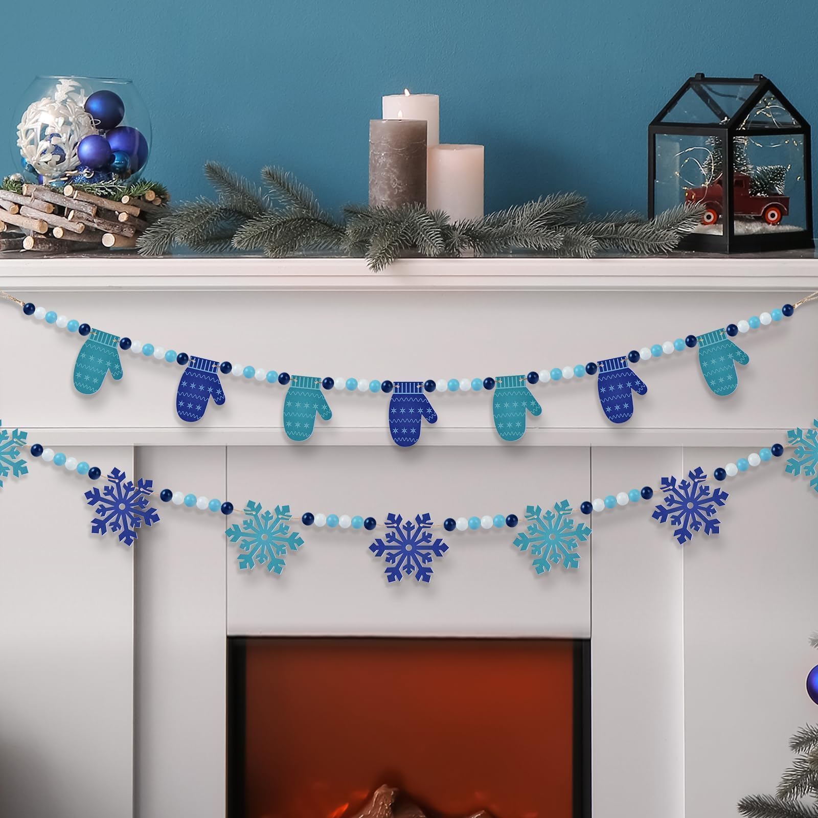Amazon.com: Felt Snowflake Garland - Snowflake Felt Ball Garland ...
