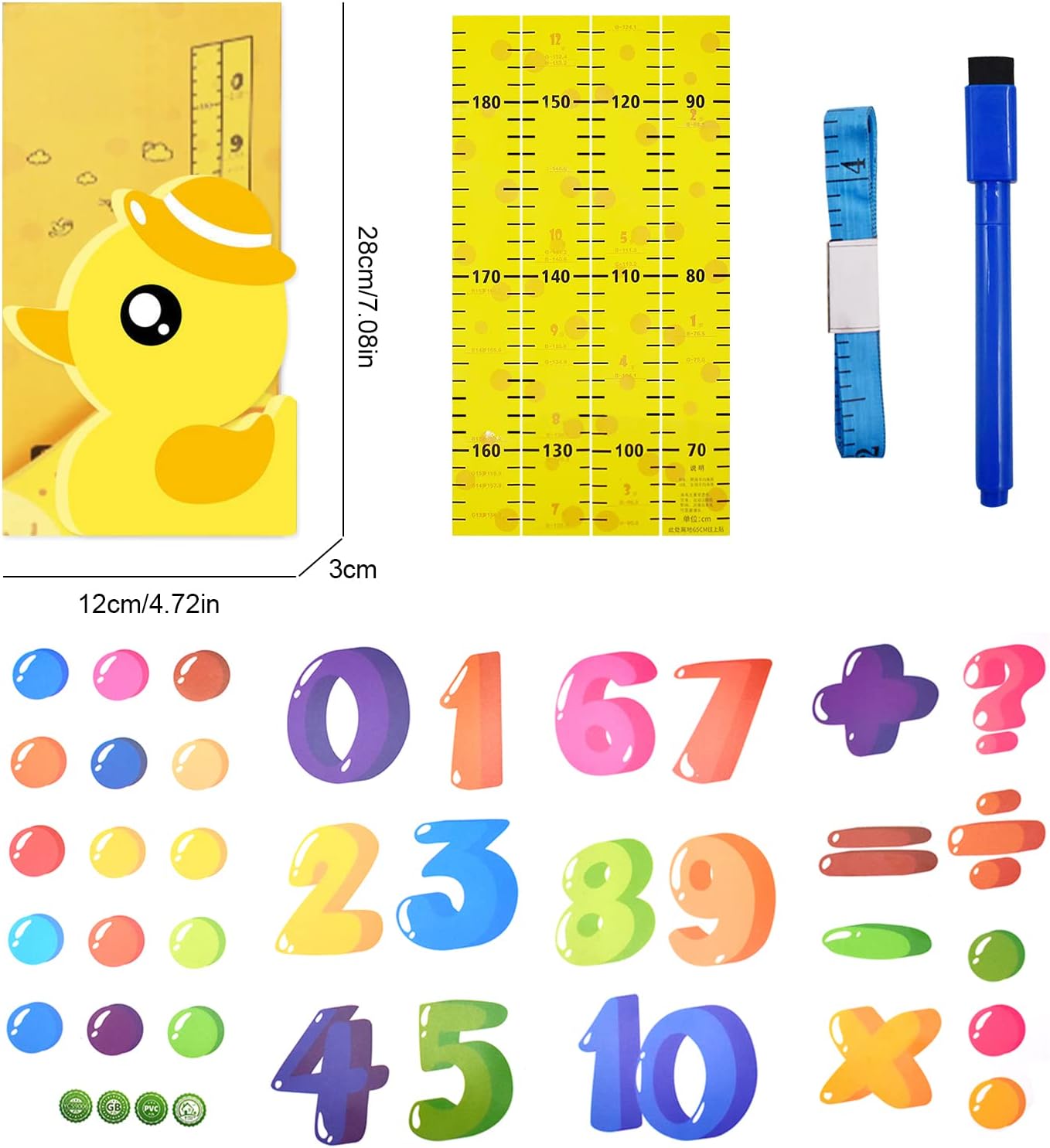 Yueser Height Chart for Kids, 3D Childrens Height Ruler Kids Wall ...