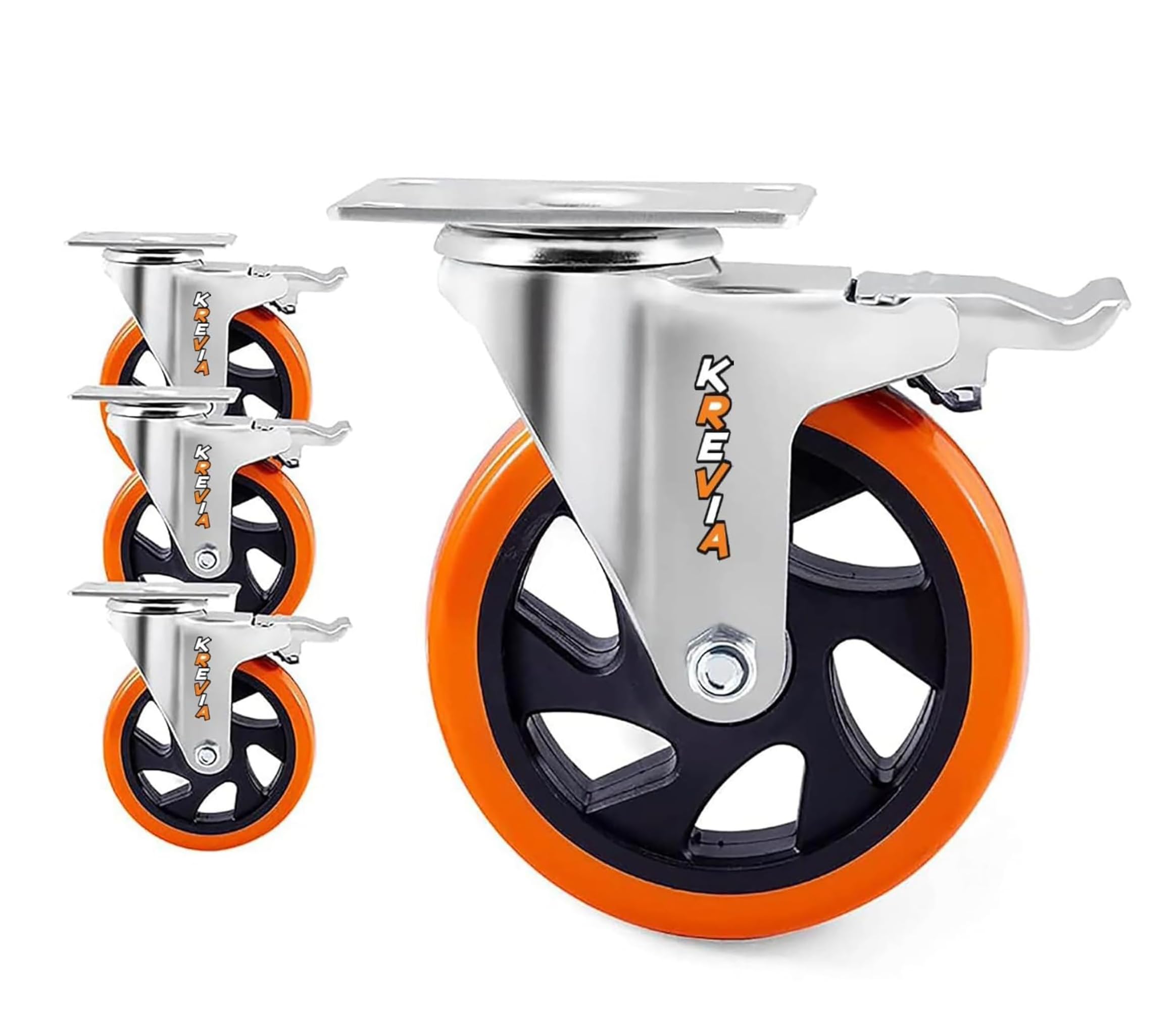 Krevia 5 Inch 360 Degree PU Swivel Caster Wheels | Set Of 4 Heavy Duty ...