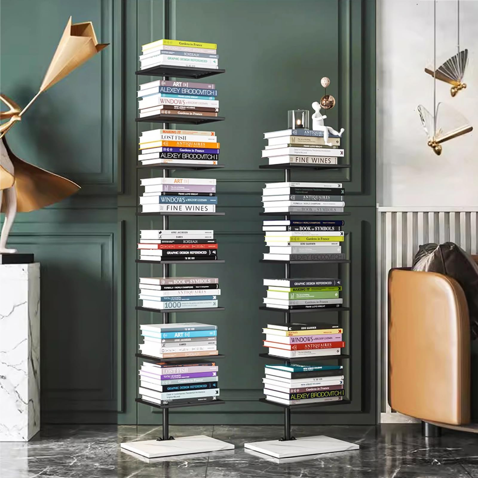 Amazon.com: Lebolna Modern Vertical Bookshelf Tower,Free Standing ...