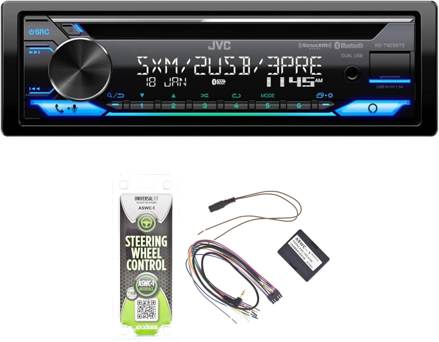 Amazon.com: JVC KD-T925BTS CD Receiver Featuring Bluetooth® / Front & Rear Dual USB/Sirius XM ...