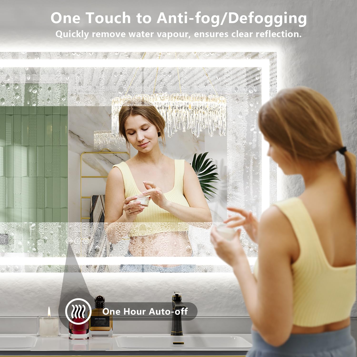 YEELAIT 72x40 Inch LED Bathroom Mirror with Lights Front and Backlit ...