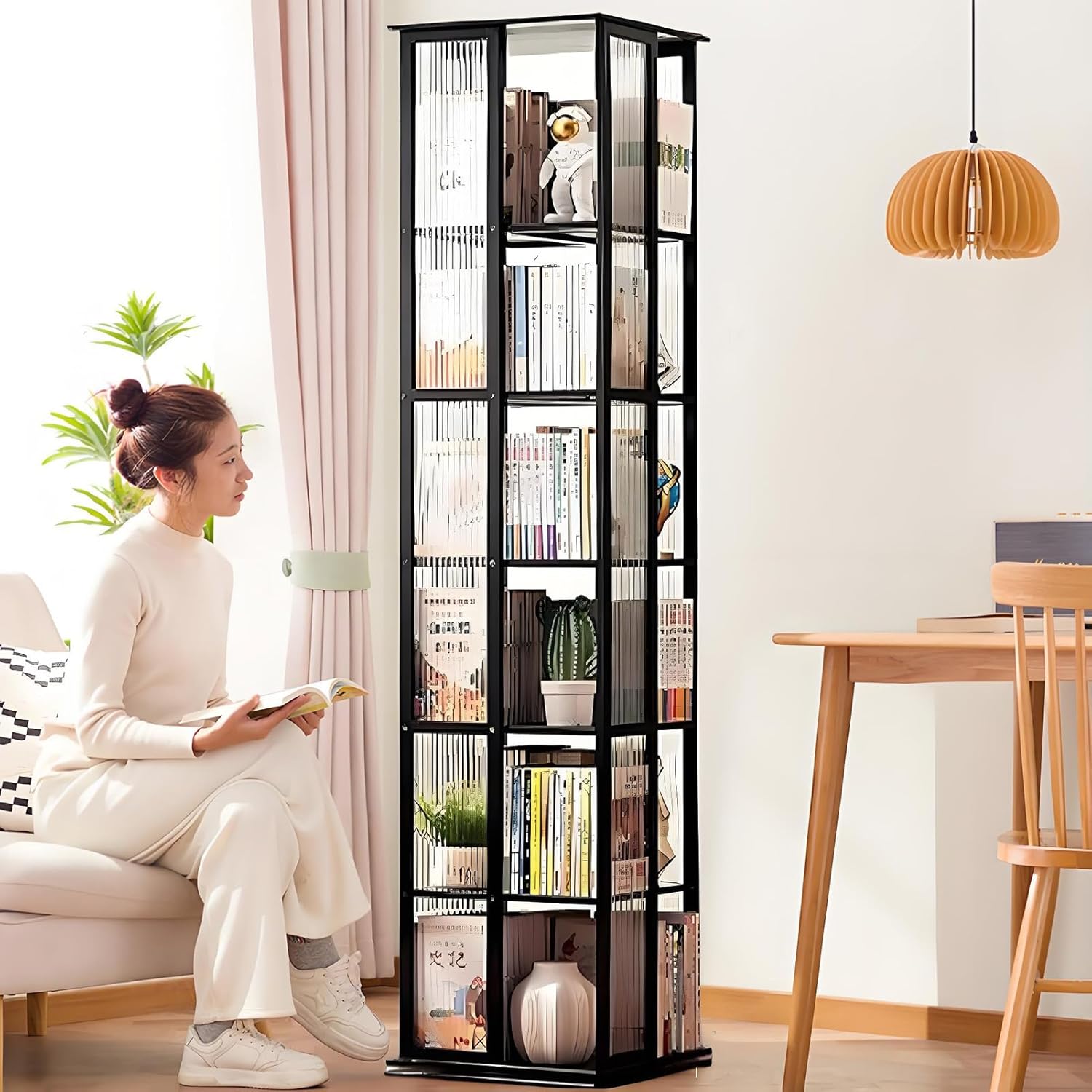 Amazon.com: HMBTCRY Rotating Bookshelf, 360 Display Spinning Bookshelf ...