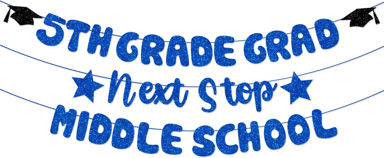 Amazon.com: Goodbye Elementary Hello Middle School Banner Next Stop ...