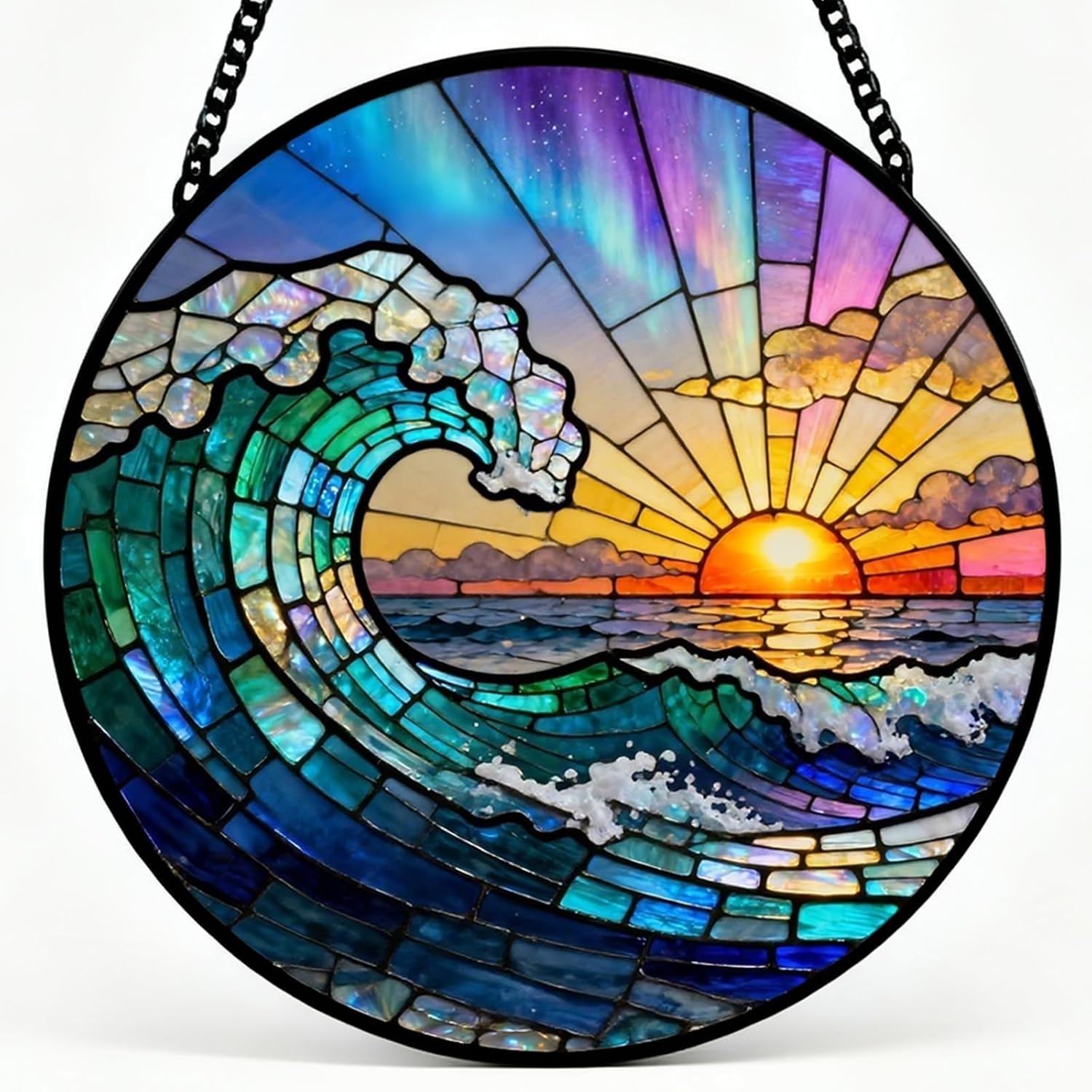 Amazon.com: LIIJII Stained Glass Window Hanging Suncatcher, 7.87″ Sun ...