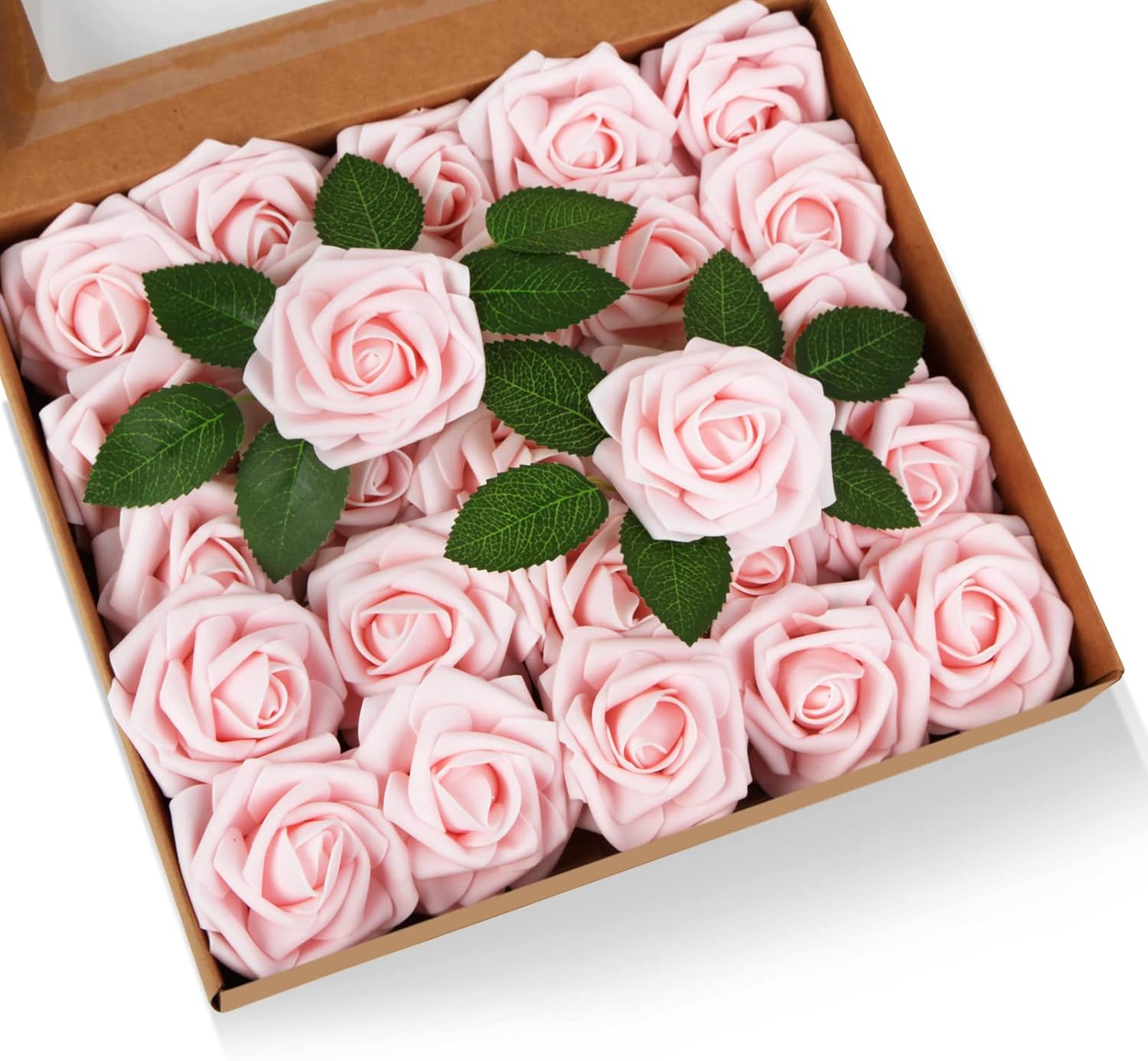 Amazon.com: prettmmei Blush Pink Artificial Flowers Realistic Roses ...