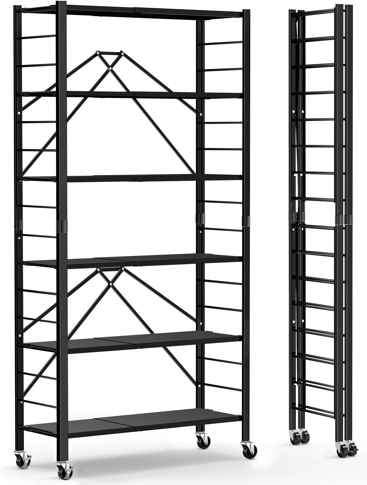 Amazon.com: AyaMagic Metal Portable Shelving - Foldable, Wheeled ...