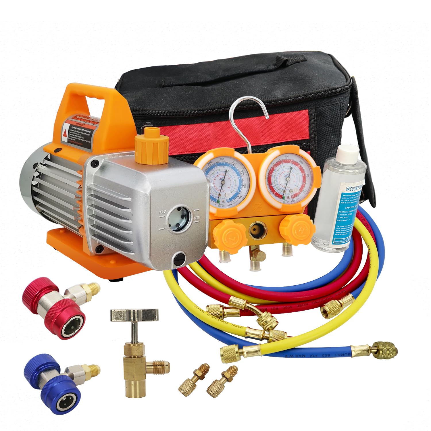 Snapklik.com : Z 1/4HP 2CFM Vacuum Pump And Gauge Set, 110V HVAC ...