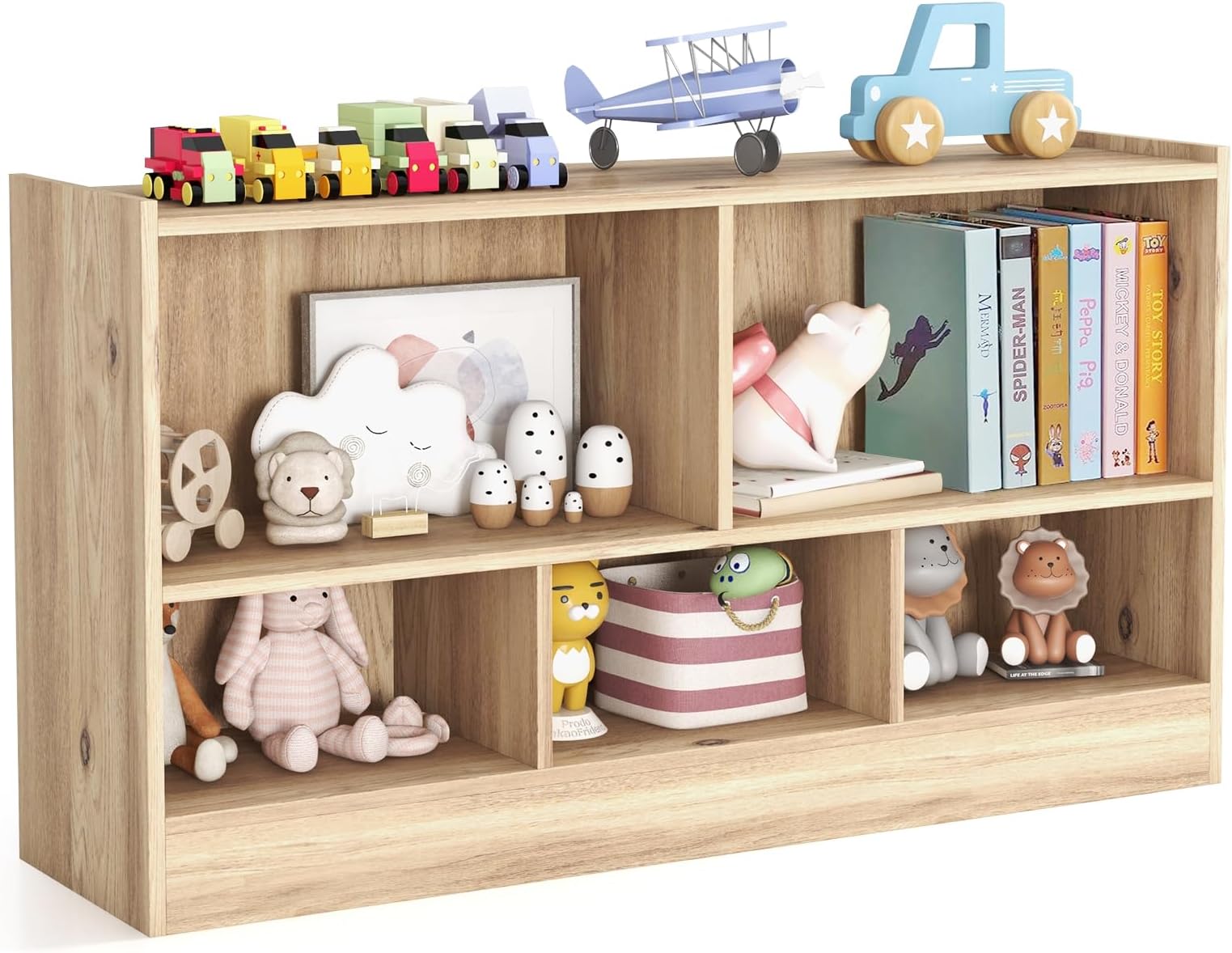Amazon.com: HOMGX Wooden Montessori Shelf for Kids, 5-Section Storage ...
