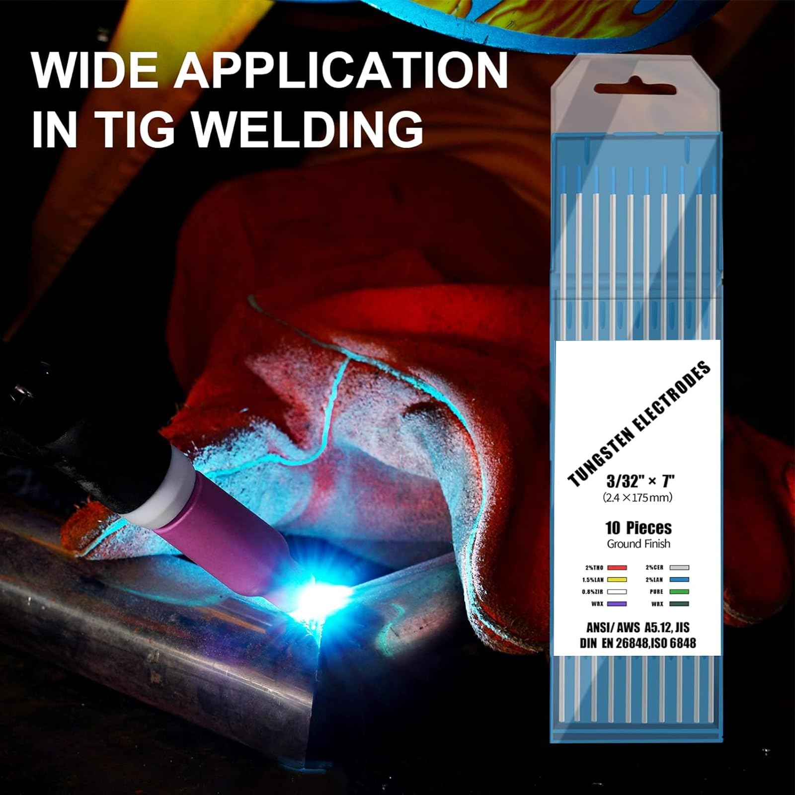 WT20 Red TIG Welding Tungsten Electrode 10-Pack
