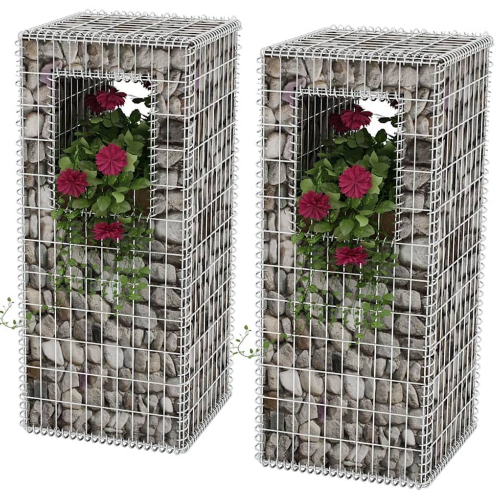 Amazon.com : Gabion Basket Posts 2 pcs | Gabion Stone Basket Cage ...