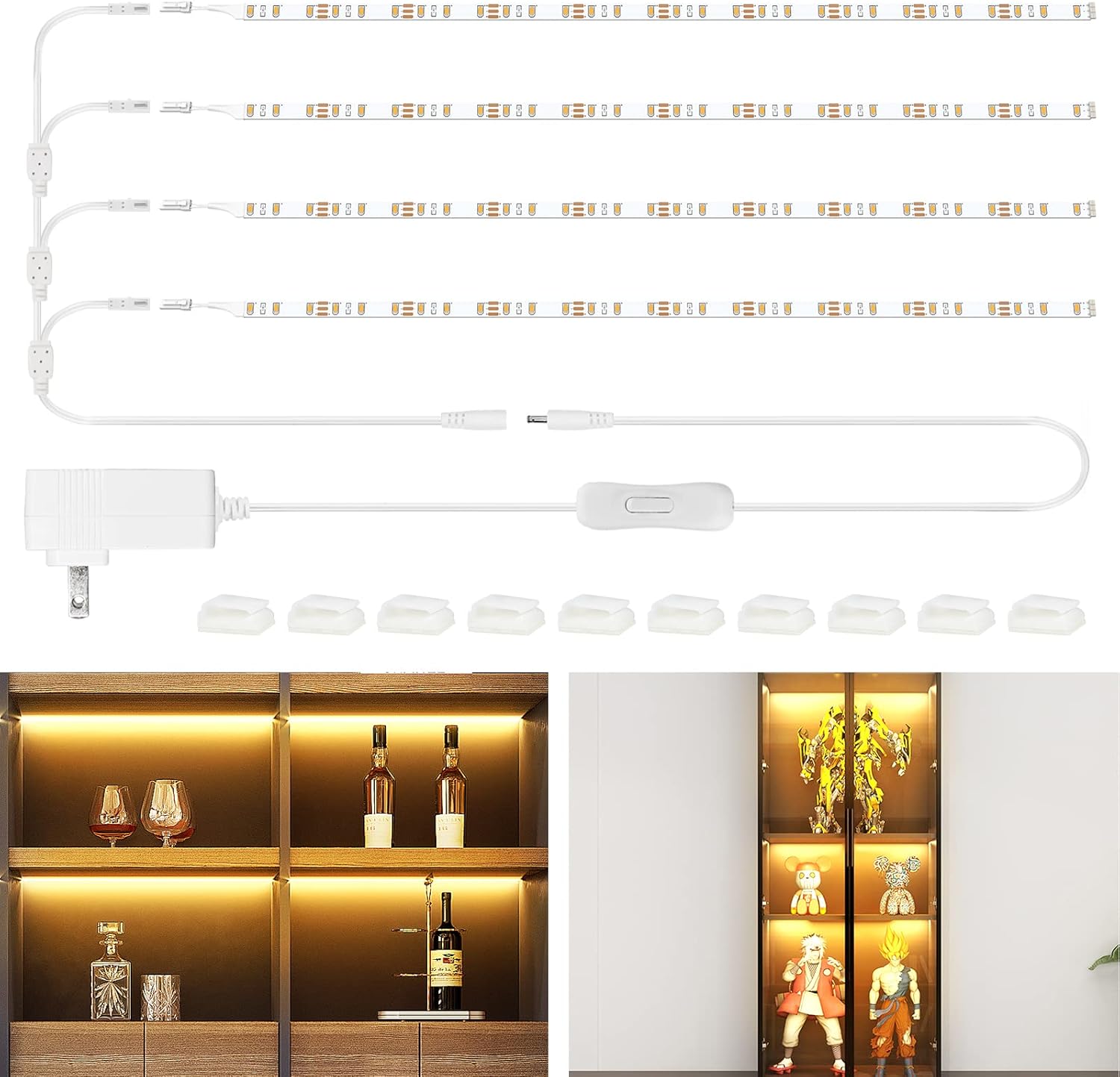 WOBANE LED Shelf Light, LED Closet Light Kit, 4PCS 20inch Pre-Cut Strip ...