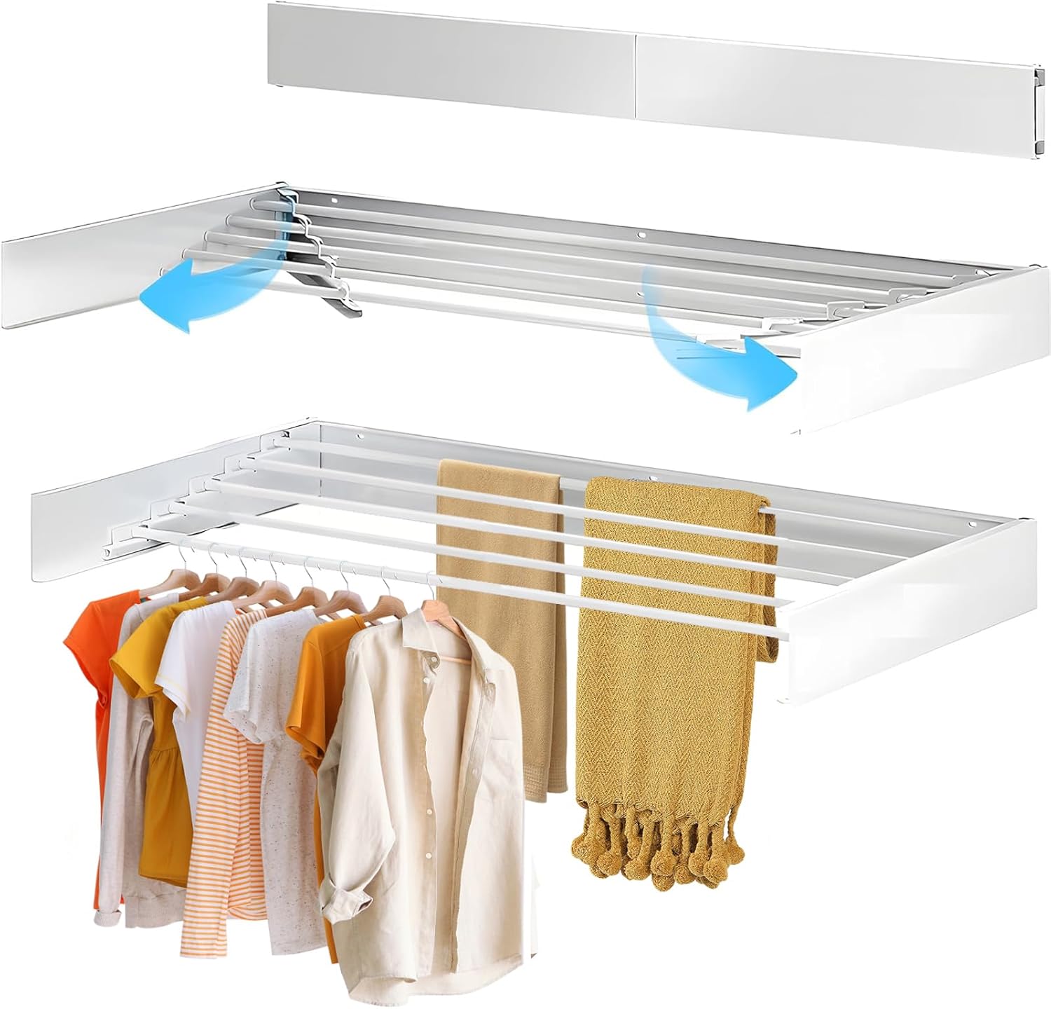 LIWEGHT Laundry Drying Rack Collapsible Wall Mounted Clothes Drying ...