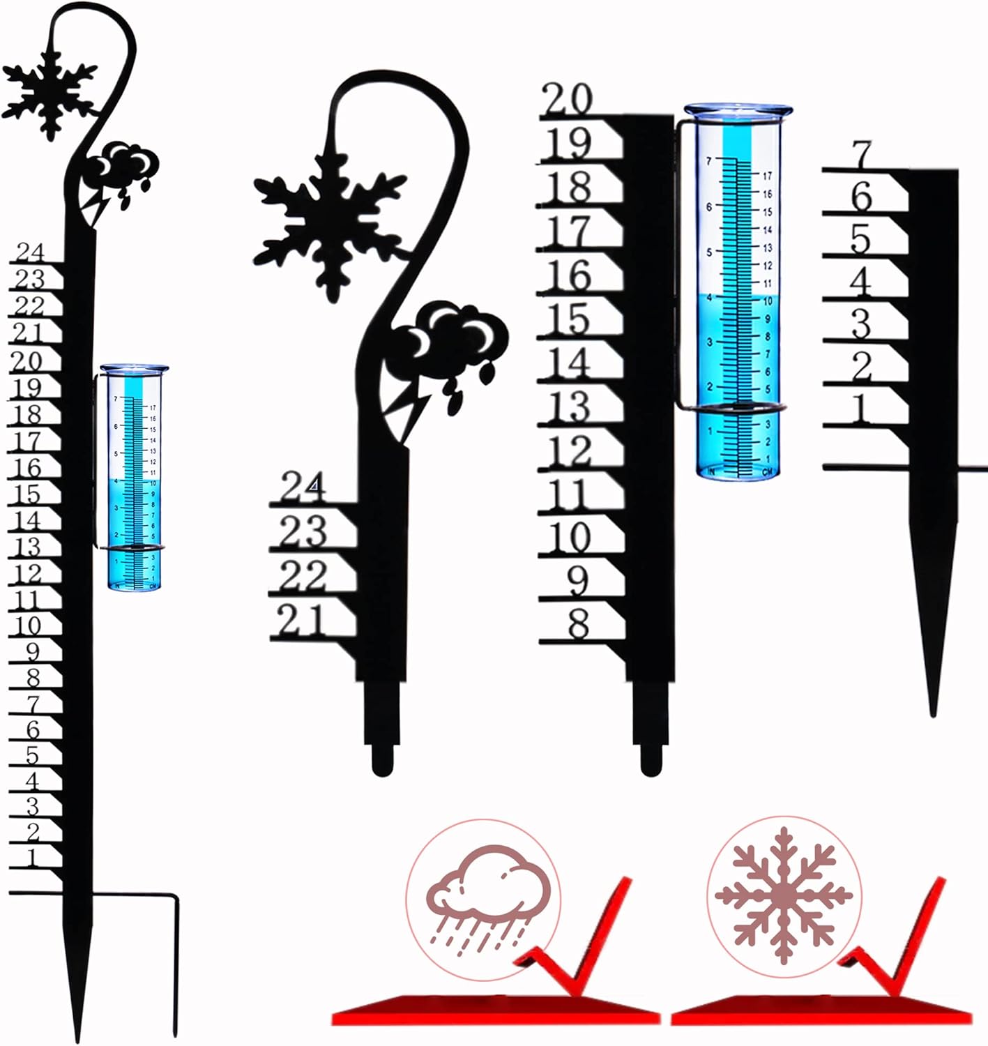 Amazon.com : BIUWING Rain Gauge Snow Gauge Outdoor, Dual-Purpose Gauge ...
