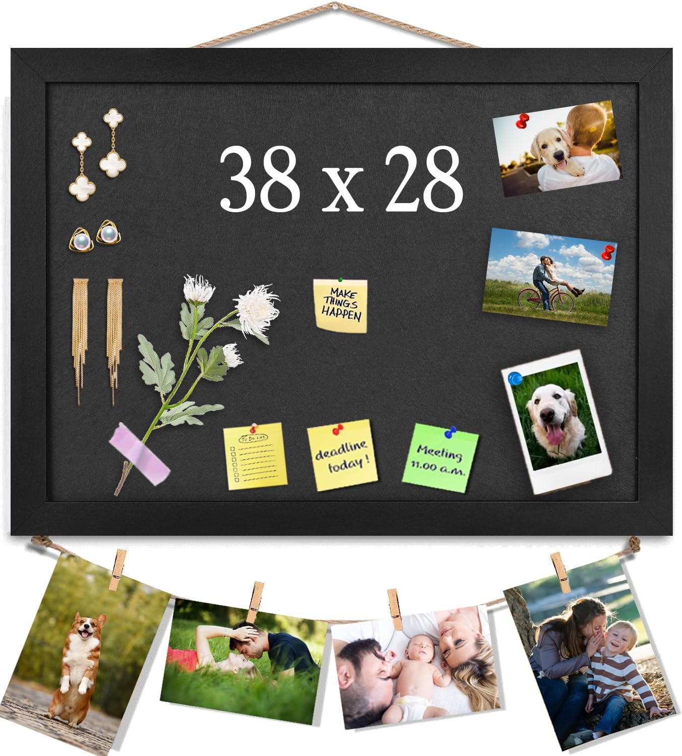 Grey Bulletin Boards Cork Board with Felt, 38x28CM Small Display Pin ...