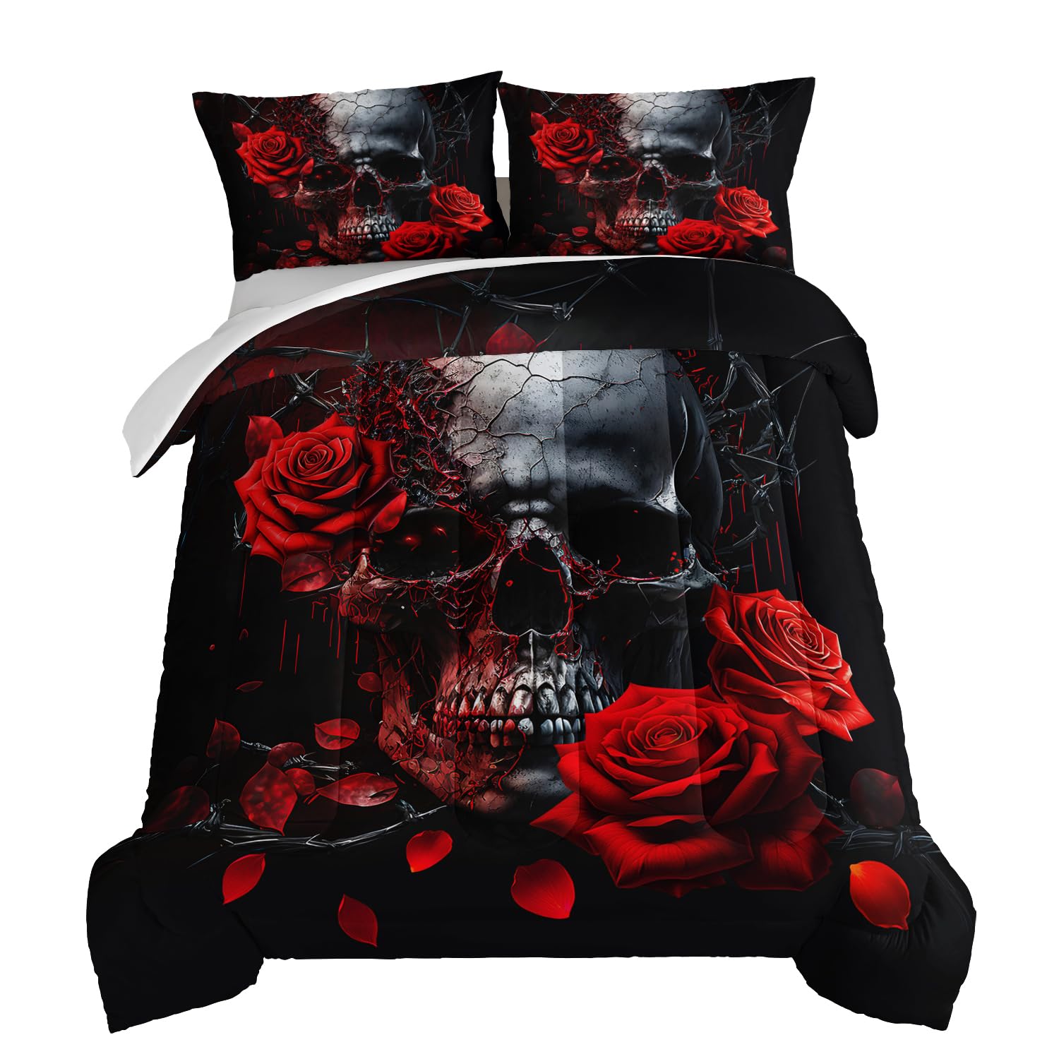 Amazon.com: HOSIMA Death Skull Heads Comforter Gothic Bedding Sets ...