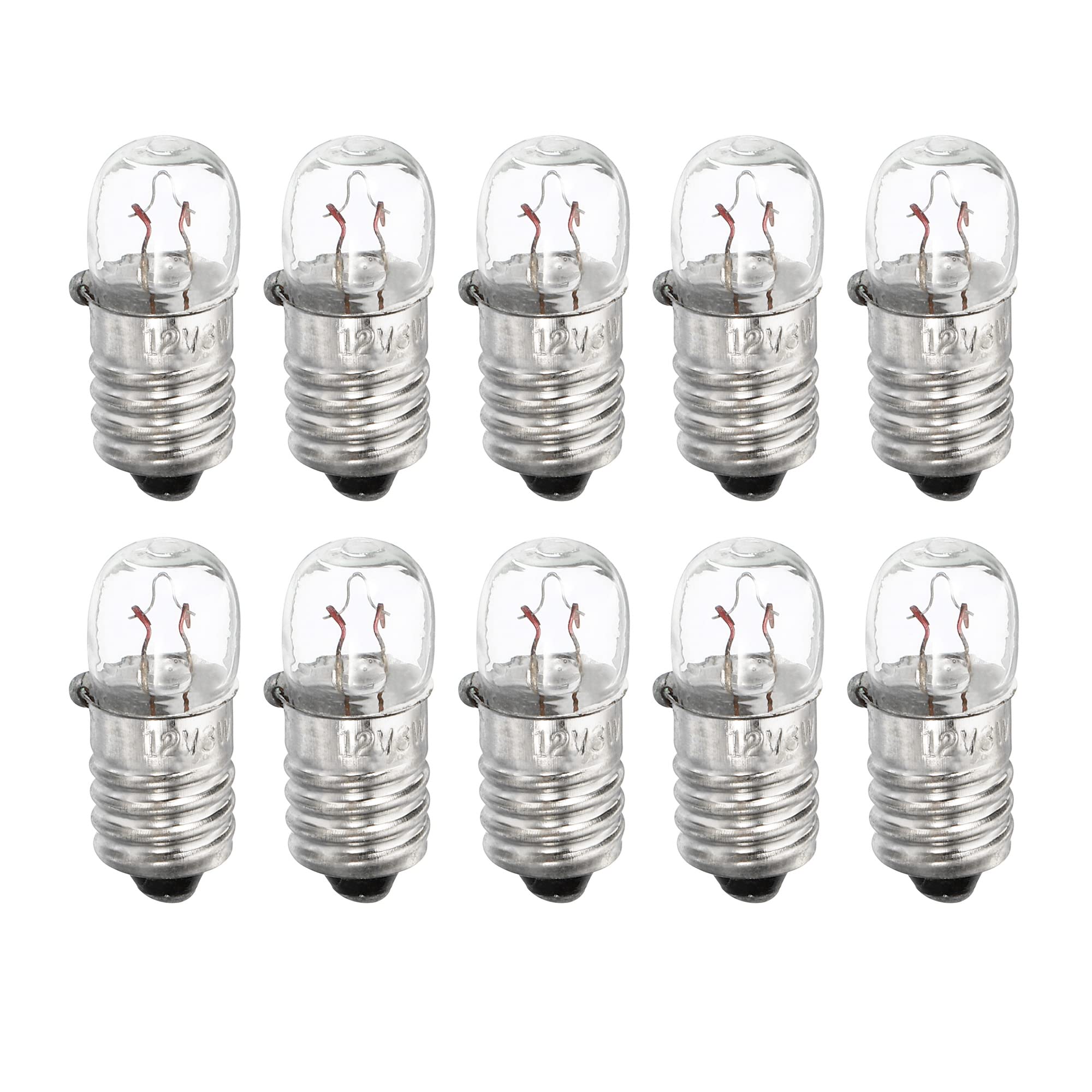 sourcing map E10 Screw Base Miniature Bulbs 12V/3W Warm Yellow Light ...