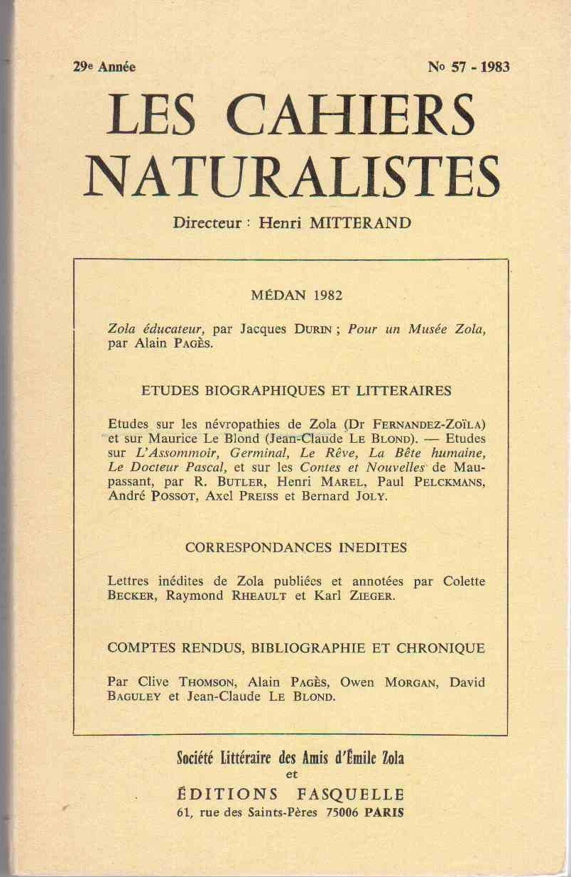 Amazon.fr - Les Cahiers naturalistes - 57 - 1983 - 29e année : Médan ...