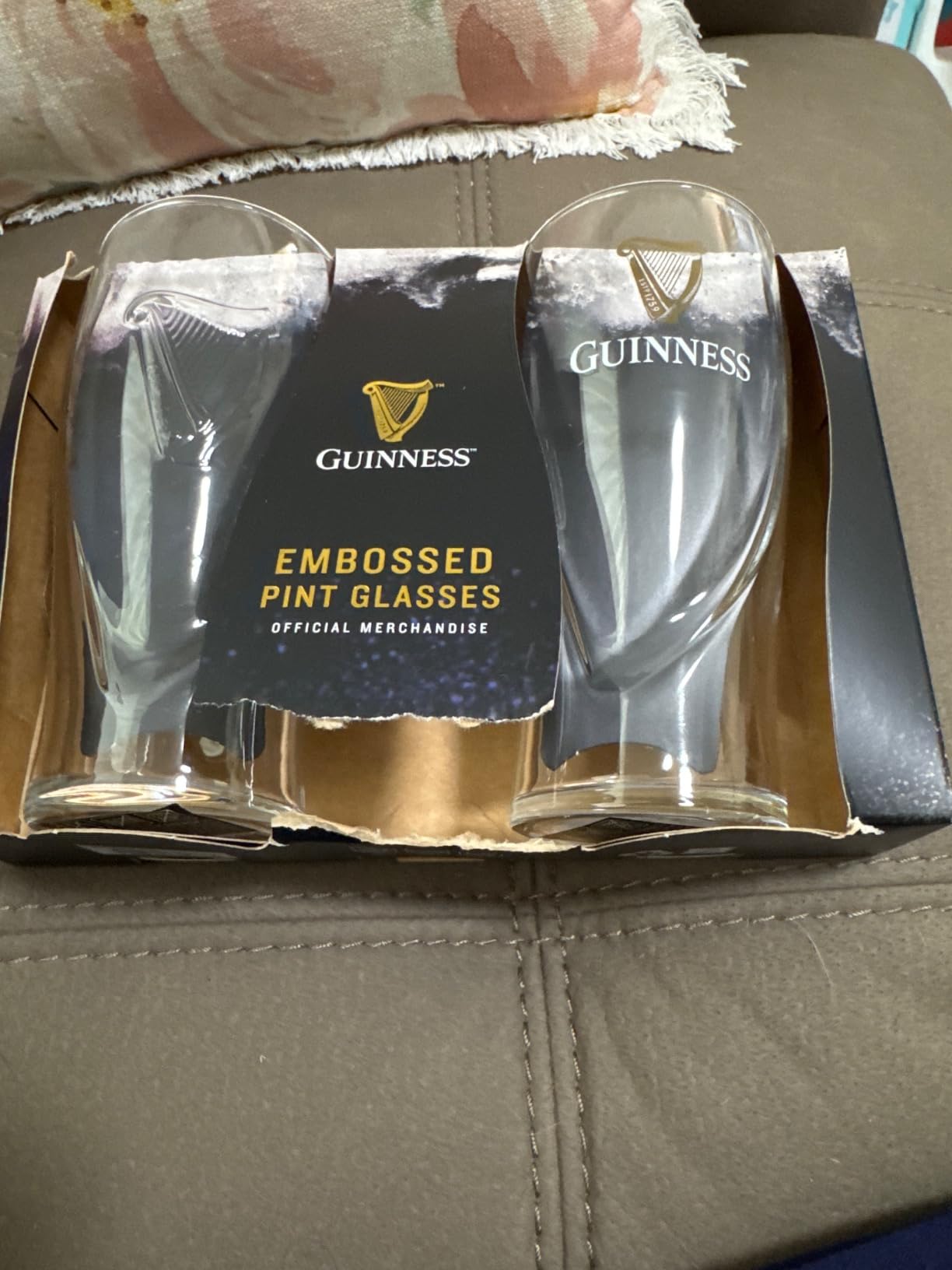 Guinness Logo Unisex Pint Glass Transparent, Glass, 2 Count (Pack of 1 ...