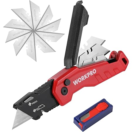 WORKPRO Cutter Utilitaire Pliant avec Manche en Bois,Cutter ...