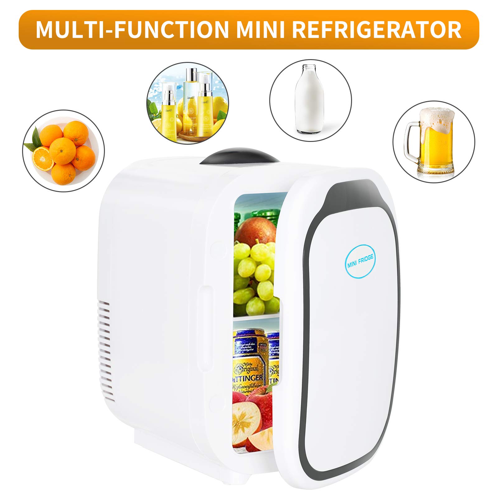 Wistopht 6 Liter Mini Fridge for Bedroom - Mini Fridge Cooler and ...