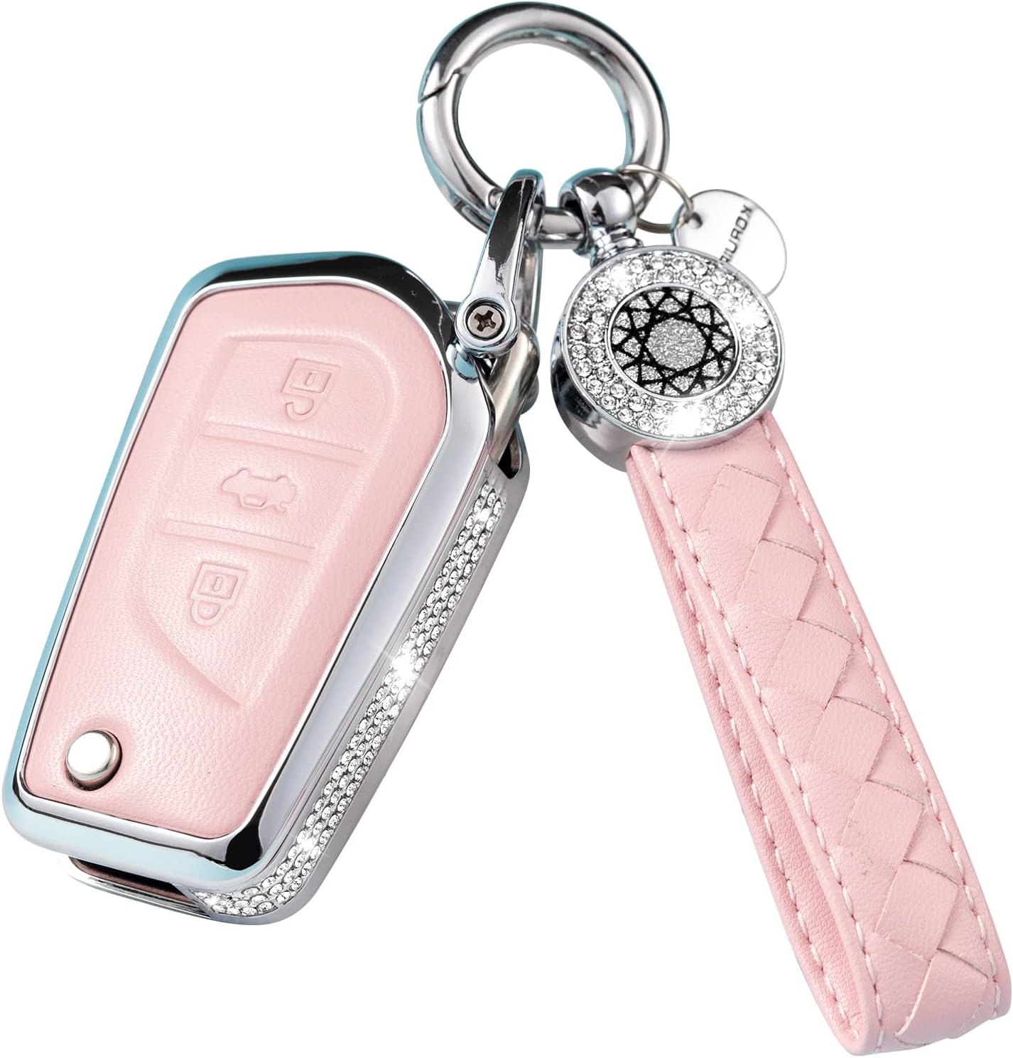 Amazon.com: RUABIBAN Compatible with Toyota Key Fob Cover with Keychain ...