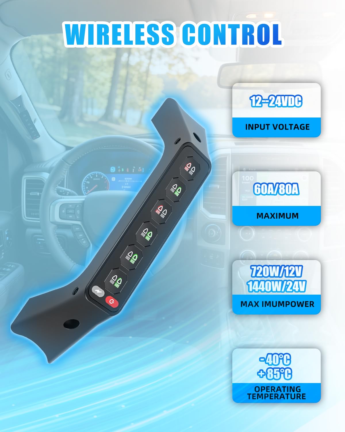 Snapklik.com : Grab Handle 6 Gang Switch Panel Armrest Wireless Control ...