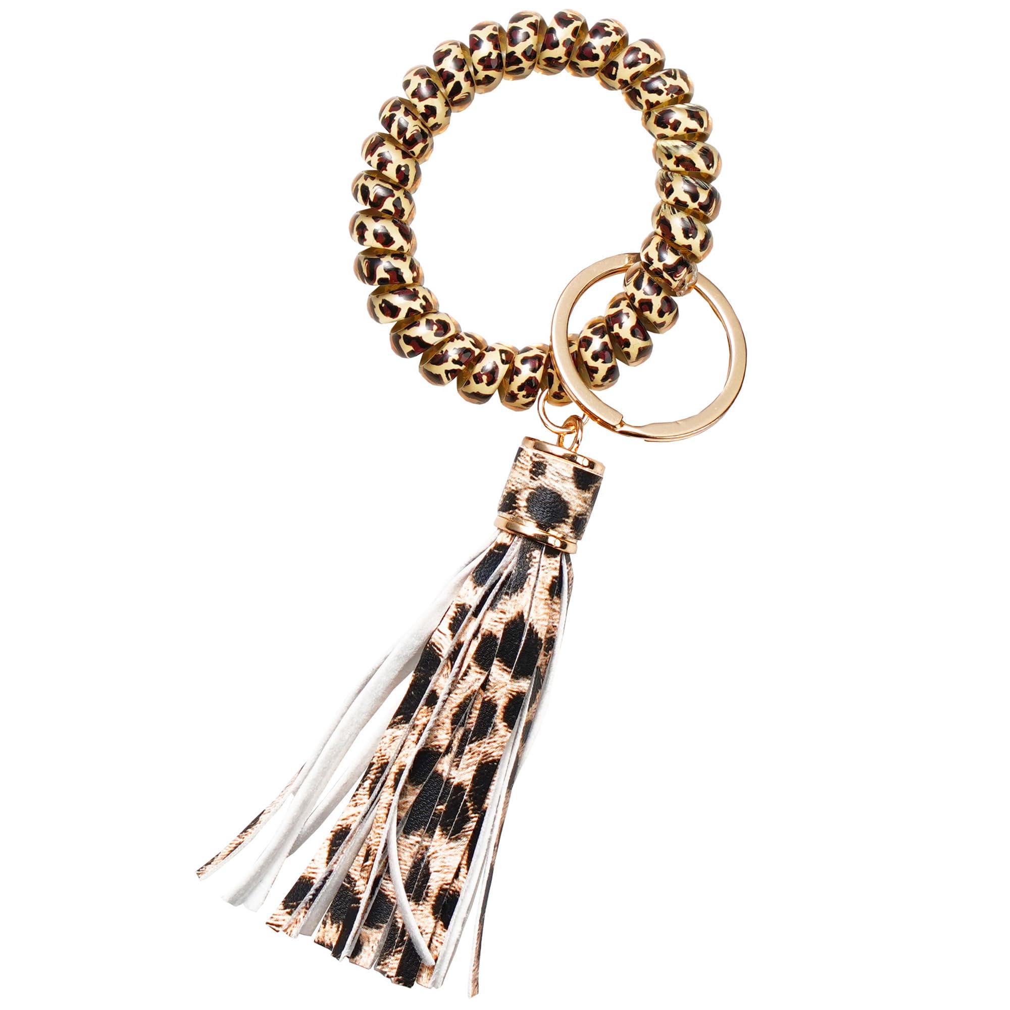 Wristlet Keychain Leopard Print Bracelet Keychain Key Ring Bracelet ...