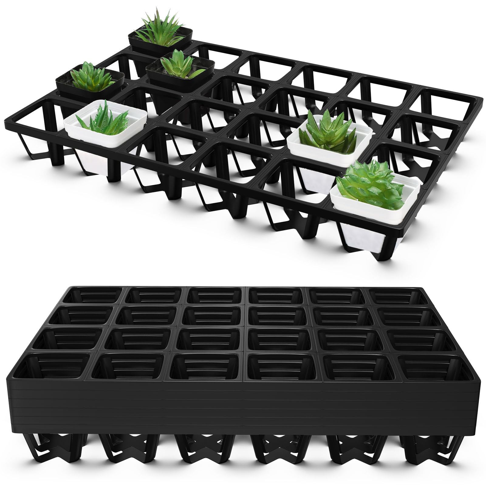 Amazon.com : Baderke 6 Pack Flower Pot Moving Tray, 24 Cell Square ...